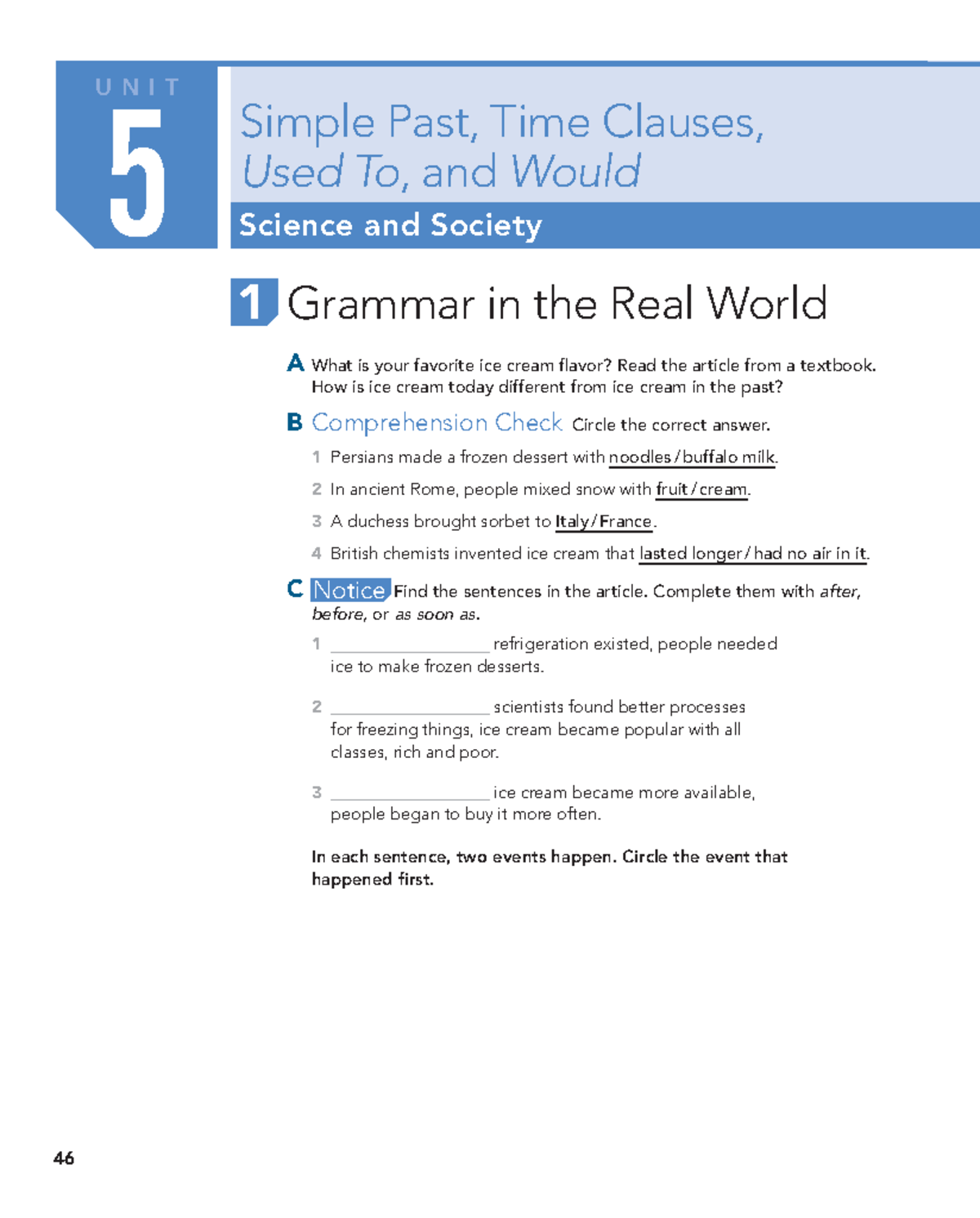 Time clauses - Simple Past, Time Clauses, Used To, and Would Science ...