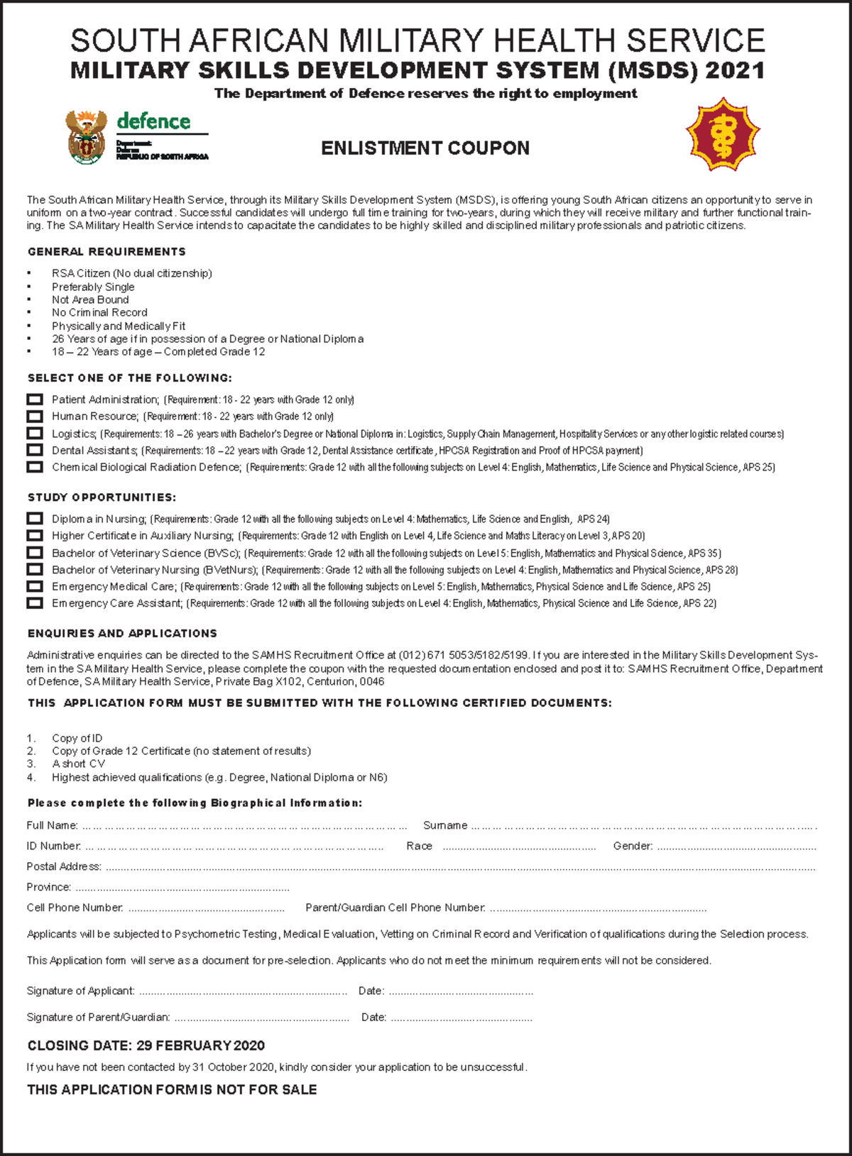 1579181512298 health ad - 300-221 - The South African Military Health ...