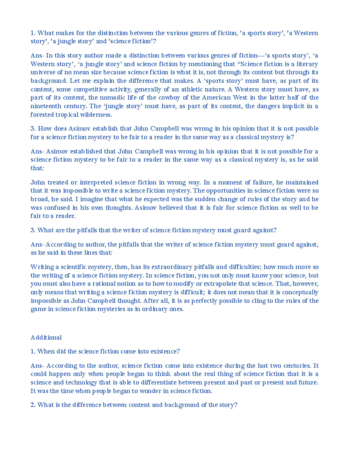 On Science Fiction - What makes for the distinction between the various ...