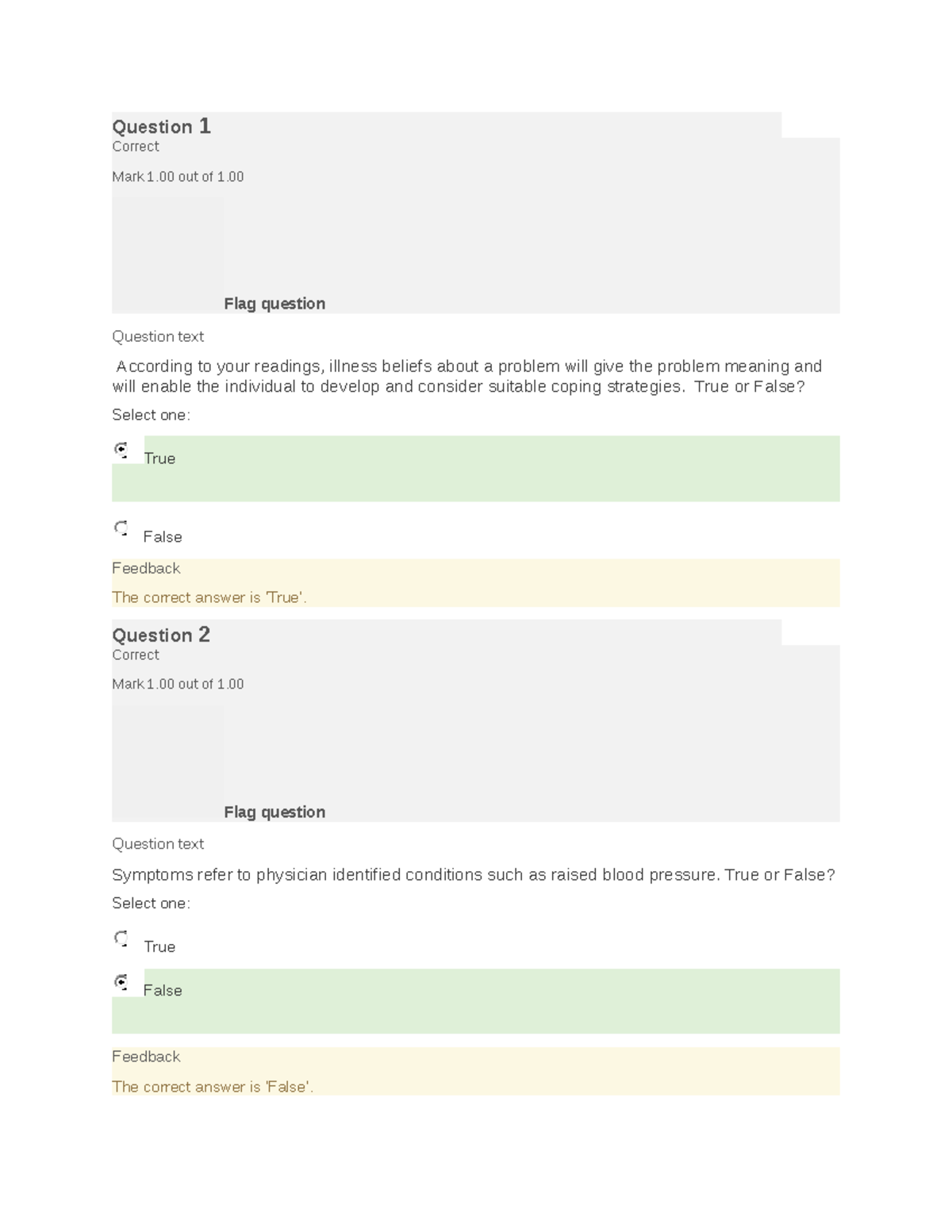 Psychology 111 unit 6 graded quiz.docx - Question Correct 1 Mark 1 out ...