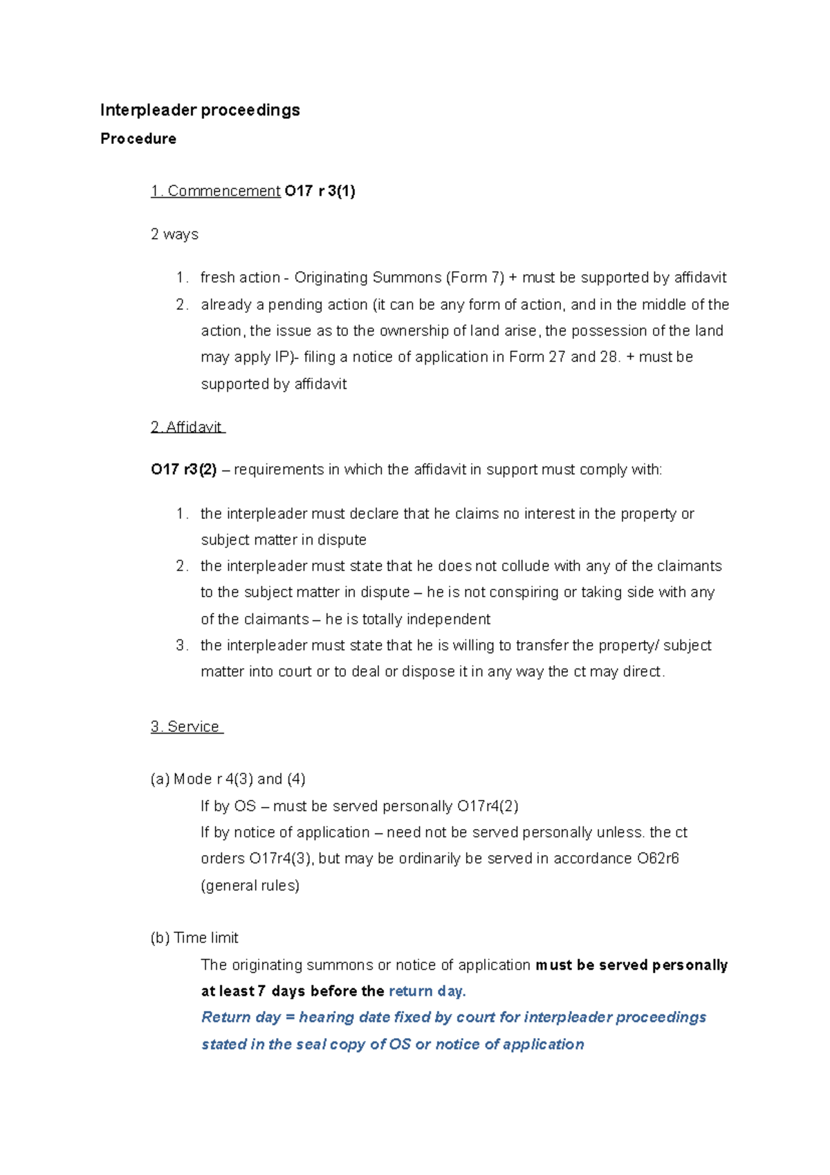 Interpleader proceedings - Interpleader proceedings Procedure ...