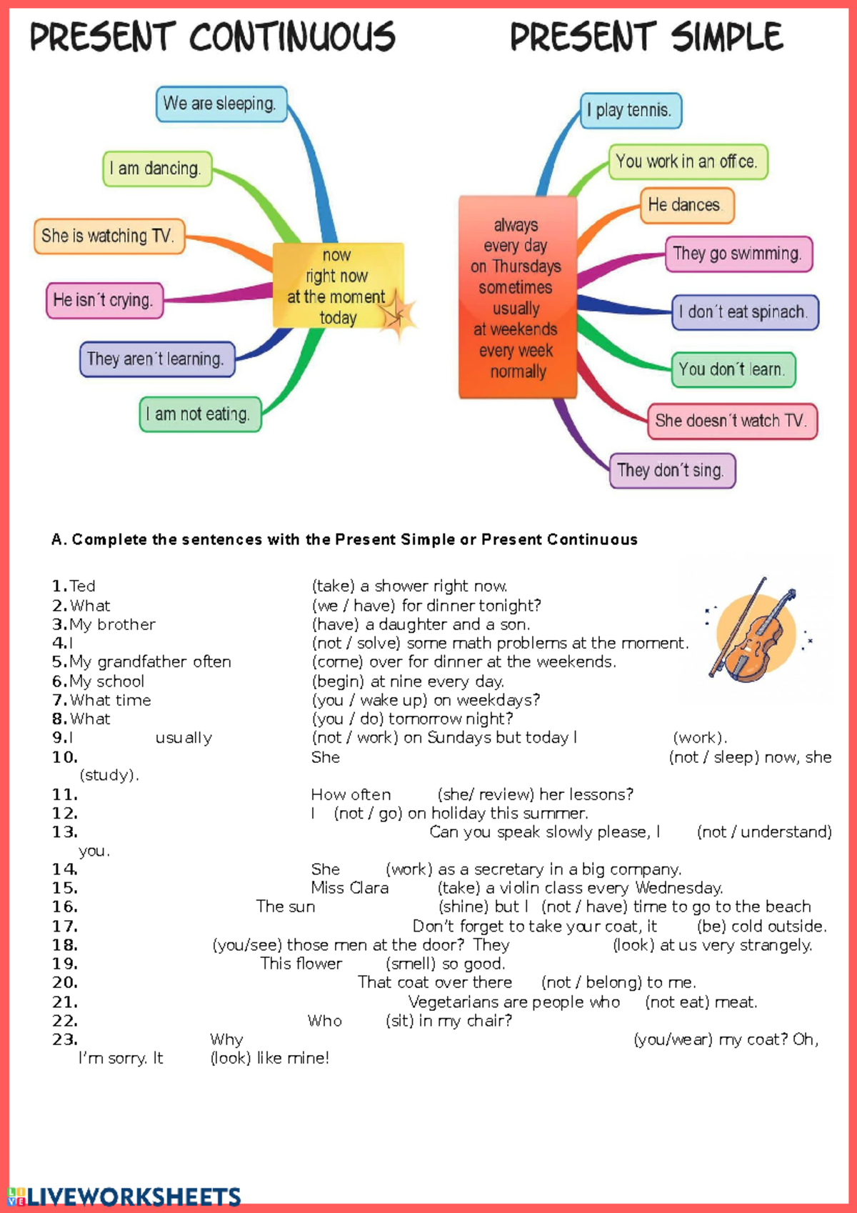 Present Simple Continuous - A. Complete the sentences with the Present ...