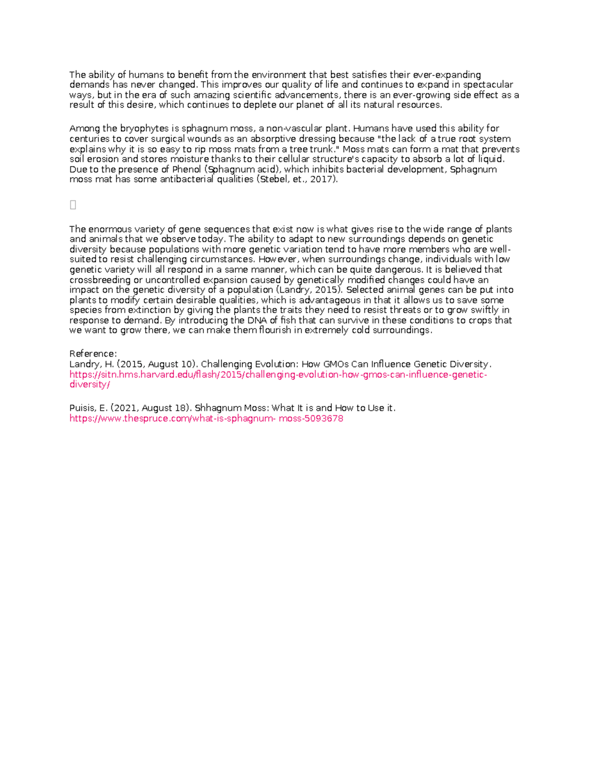 7 BIOL 1122 - Biology 2 for Health Studies Majors Discussion assignment ...