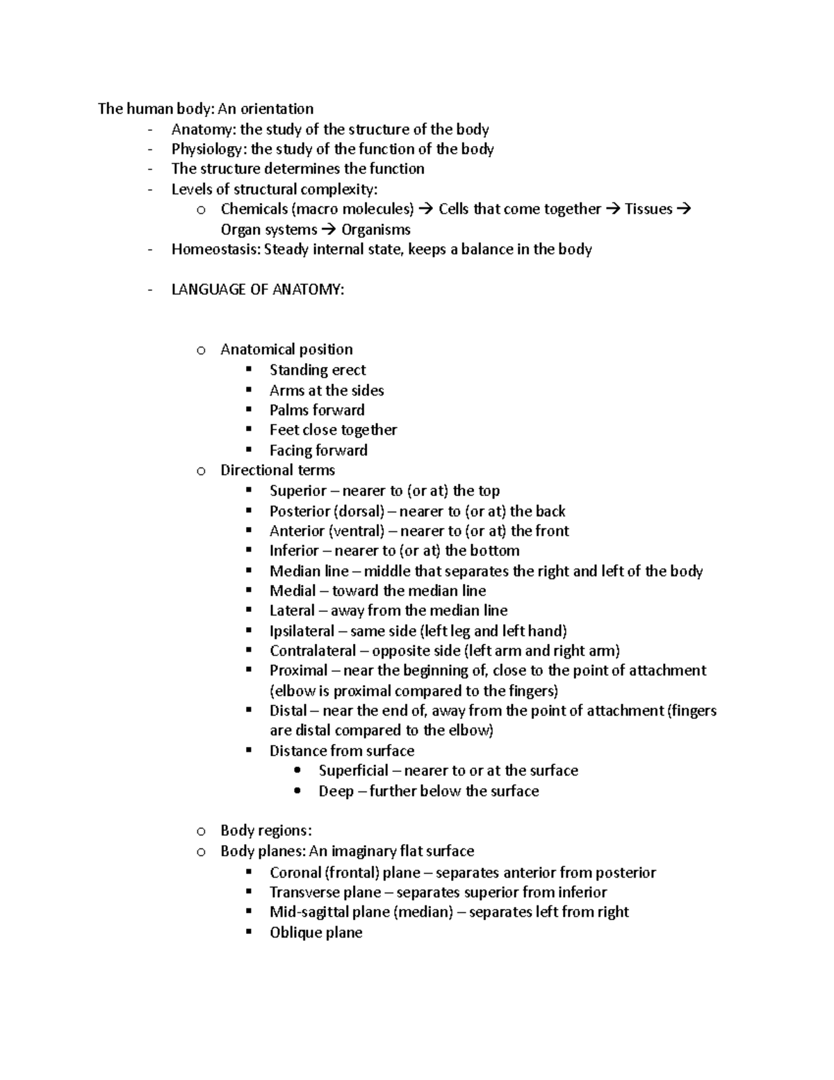 Intro - The human body: An orientation - Anatomy: the study of the ...