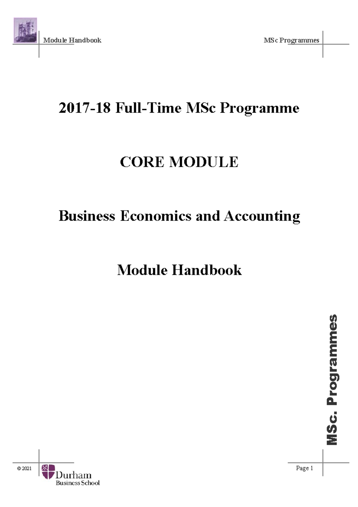 BEA Module Handbook 17-1 - Module Handbook MSc Programmes 2017-18 Full ...
