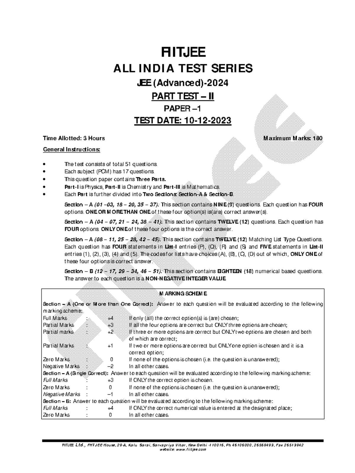 AITS-2324-PT-II-JEEA-TD-10-12-2023- Offline AITS-2324-PT-II-JEEA-Paper ...