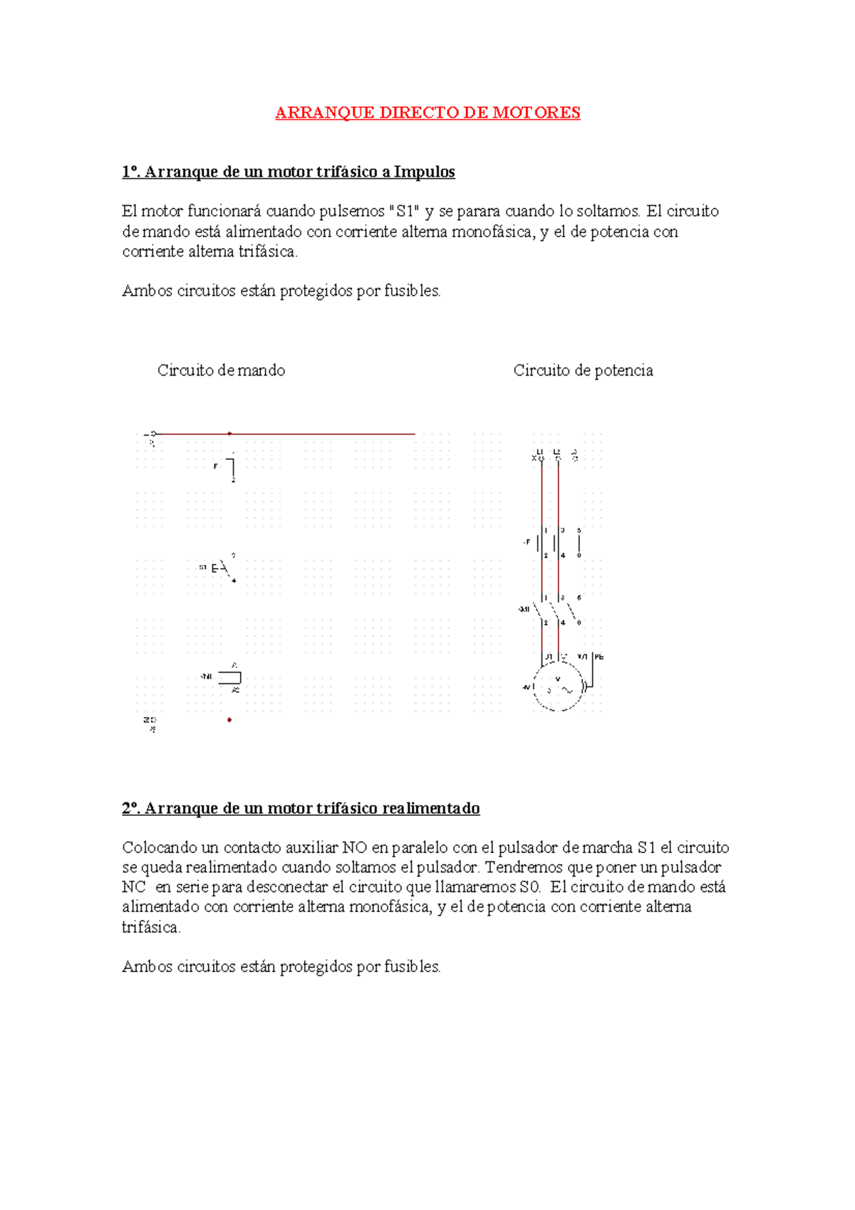 Arranque Directo DE Motores - ARRANQUE DIRECTO DE MOTORES 1º. Arranque ...