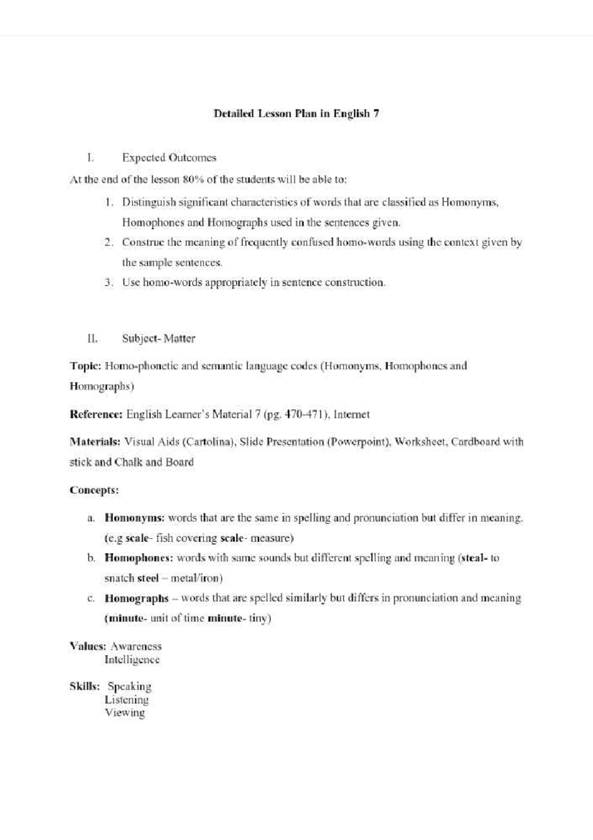 1000063070 - homophones and homonyms - Detailed Lesson Plan in English ...