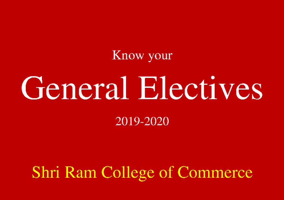 Know your GE 2 - That premium - Know your General Electives 2019- Shri ...
