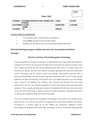 Sample MUET Writing - english for academic writing - Studocu