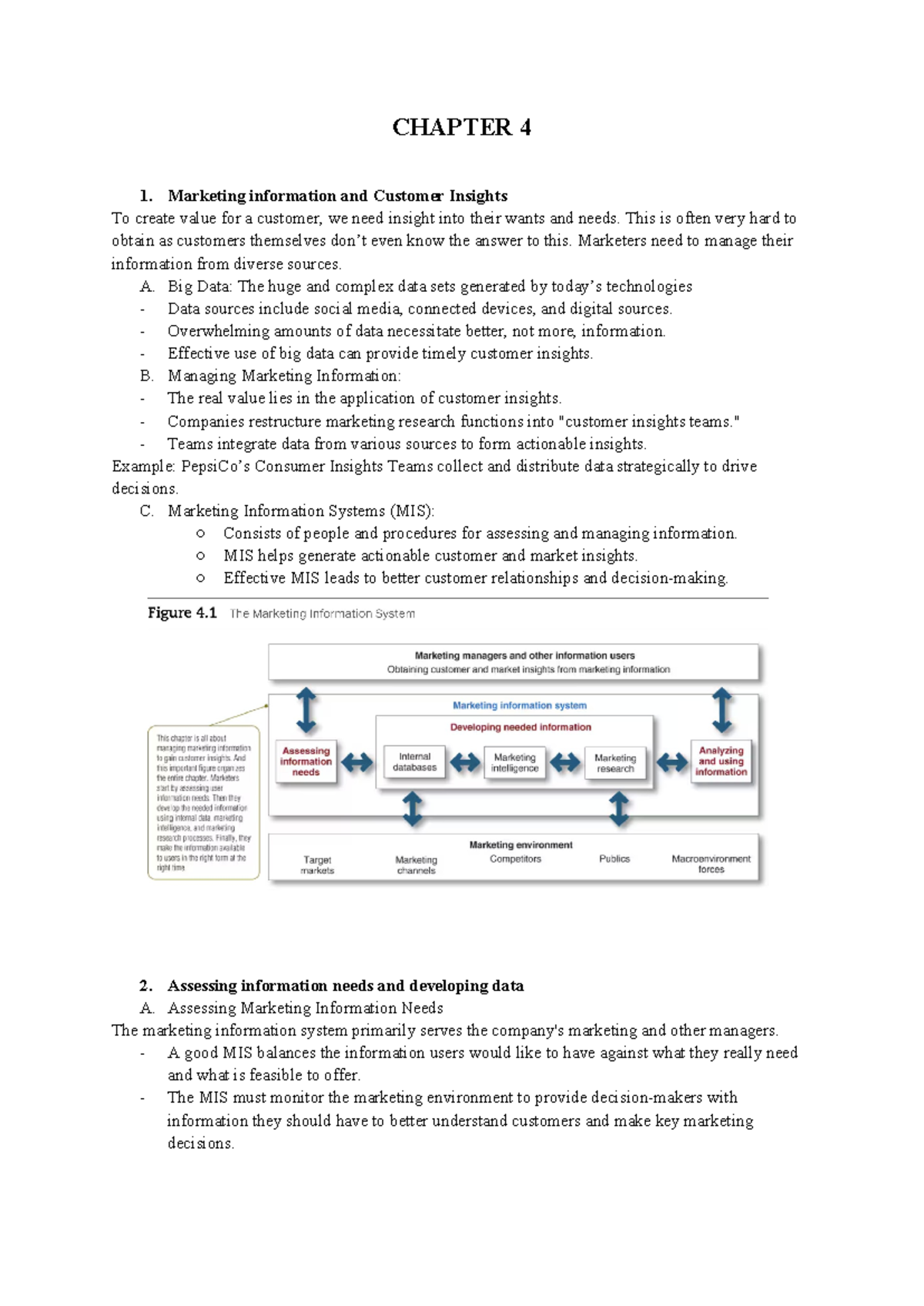 Chapter 4 Notes - CHAPTER 4 Marketing information and Customer Insights ...