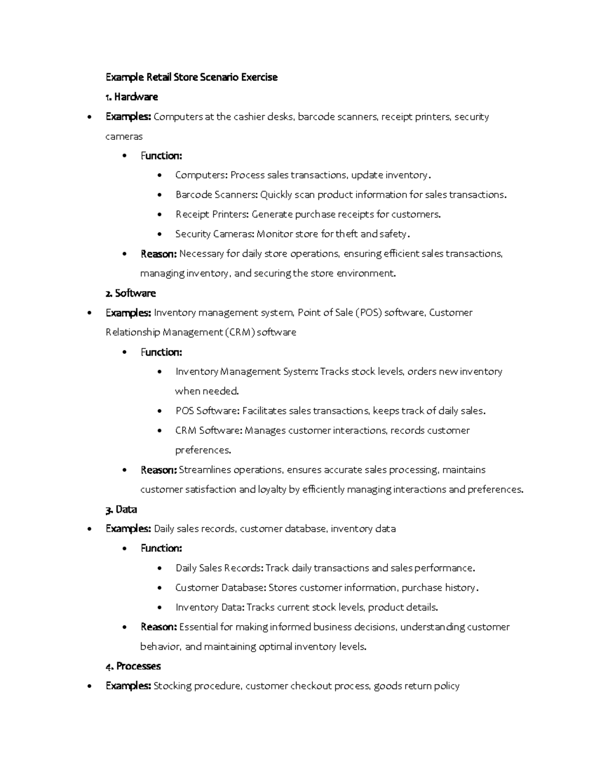 Example Retail Store Scenario Exercise - Hardware • Examples: Computers ...