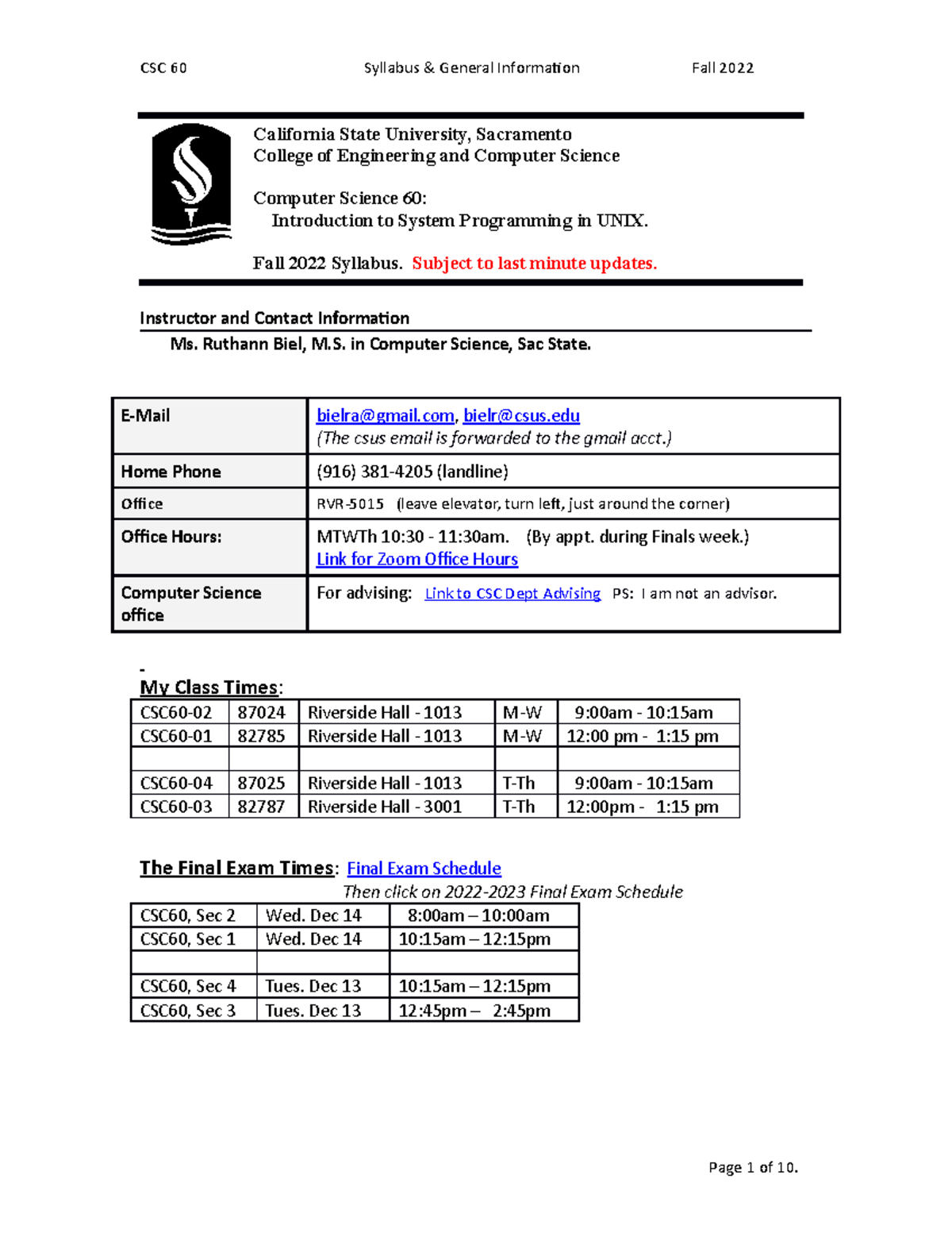 Syllabus CSC60 F2022 - California State University, Sacramento College ...