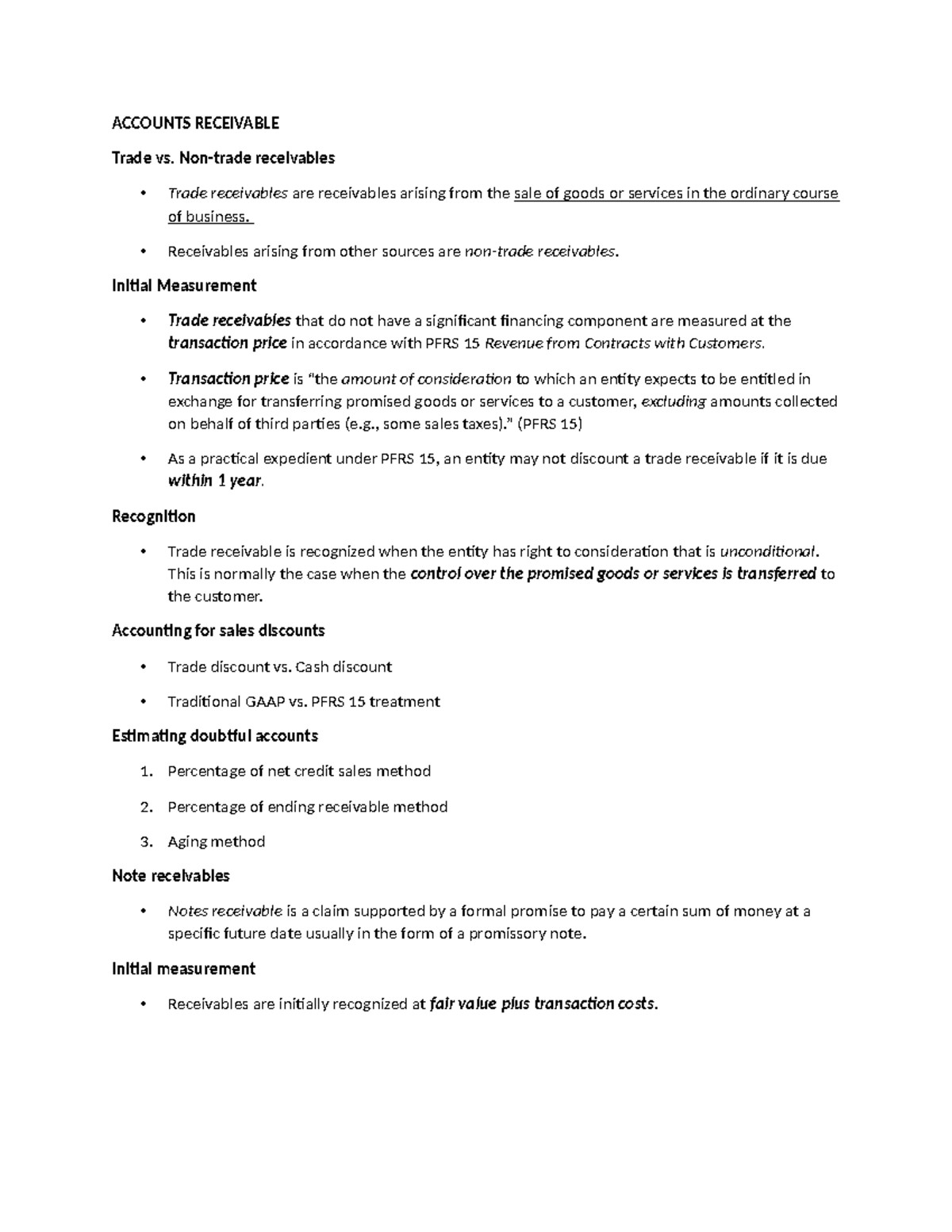 Accounts- Receivable-module - ACCOUNTS RECEIVABLE Trade vs. Non-trade ...