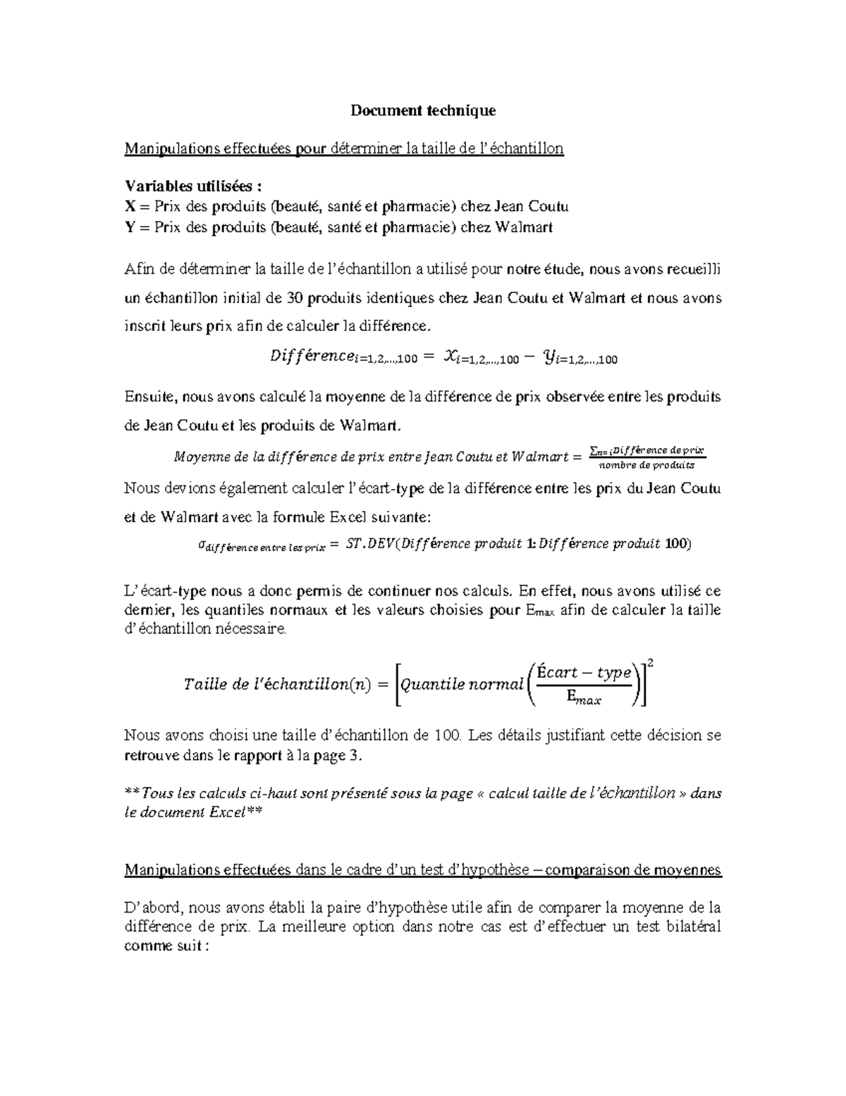 Document technique de l’étude statistique - Document technique ...