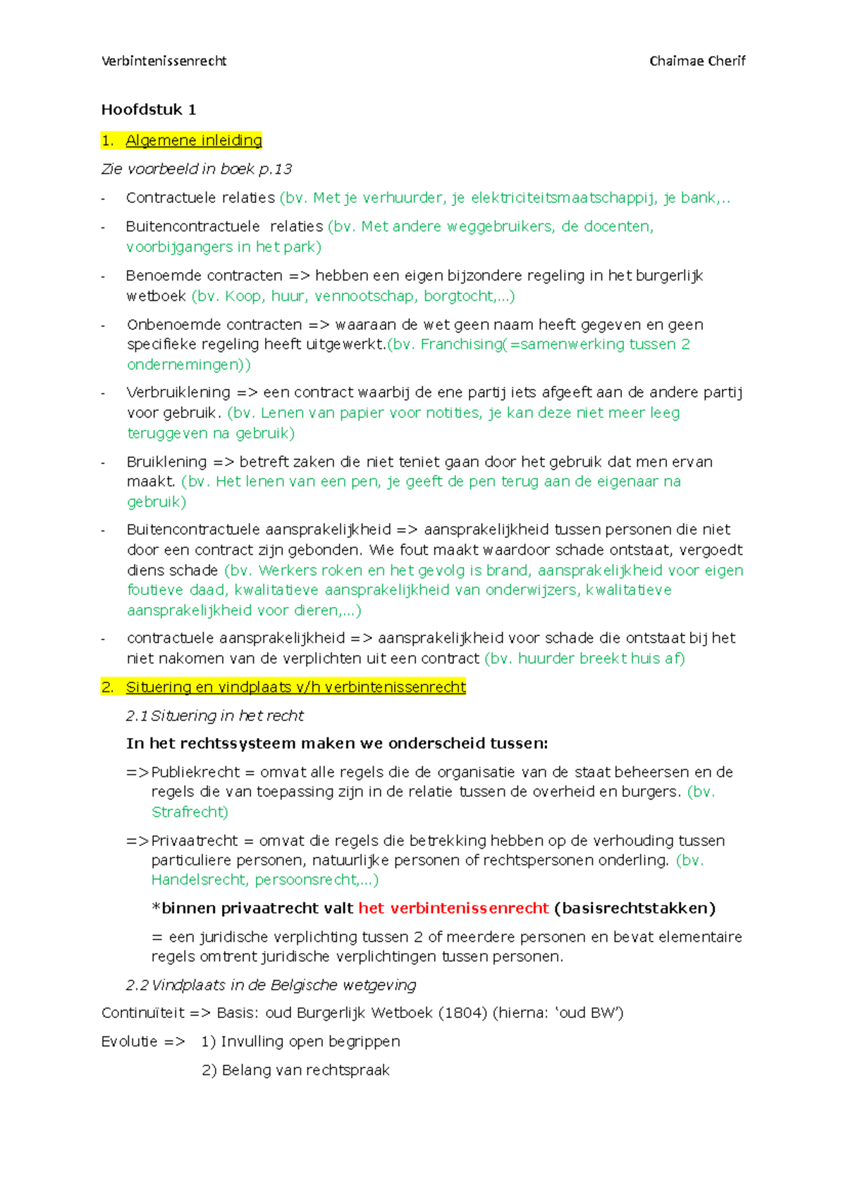 Hoofdstuk 1 verbintenissen - Hoofdstuk 1 Algemene inleiding Zie ...