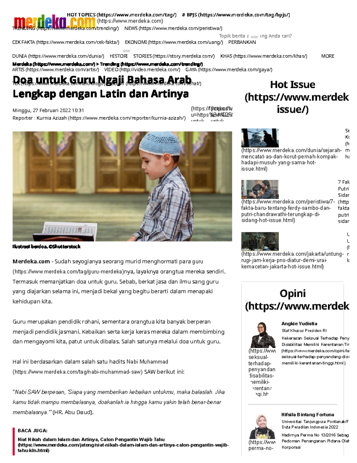 Doa untuk Guru Ngaji Bahasa Arab Lengkap dengan Latin dan Artinya ...