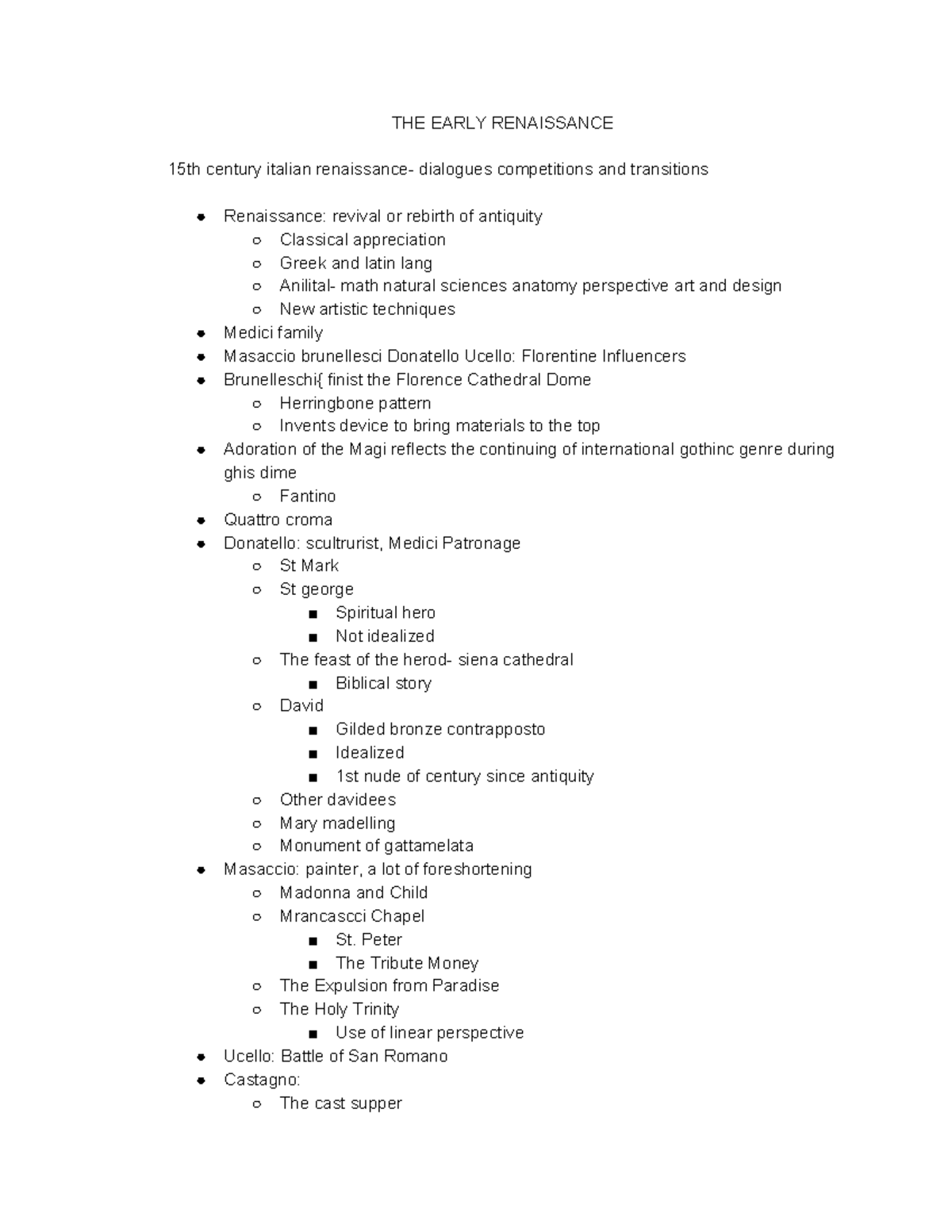 THE Early Renaissance - THE EARLY RENAISSANCE 15th century italian ...