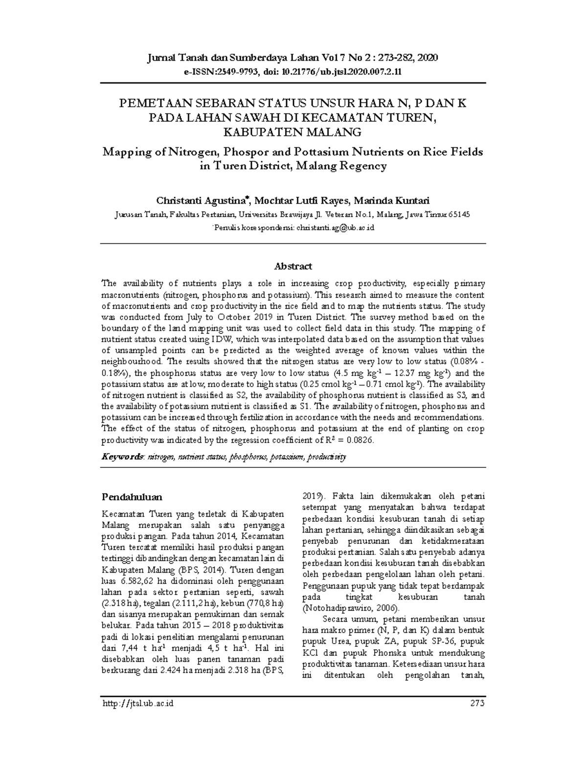 360 964 1 PB - ya ncdalhcdiugvtrfigvtivviffvds - e-ISSN:2549-9793, doi: 10.21776/ub.jtsl.2020. ...