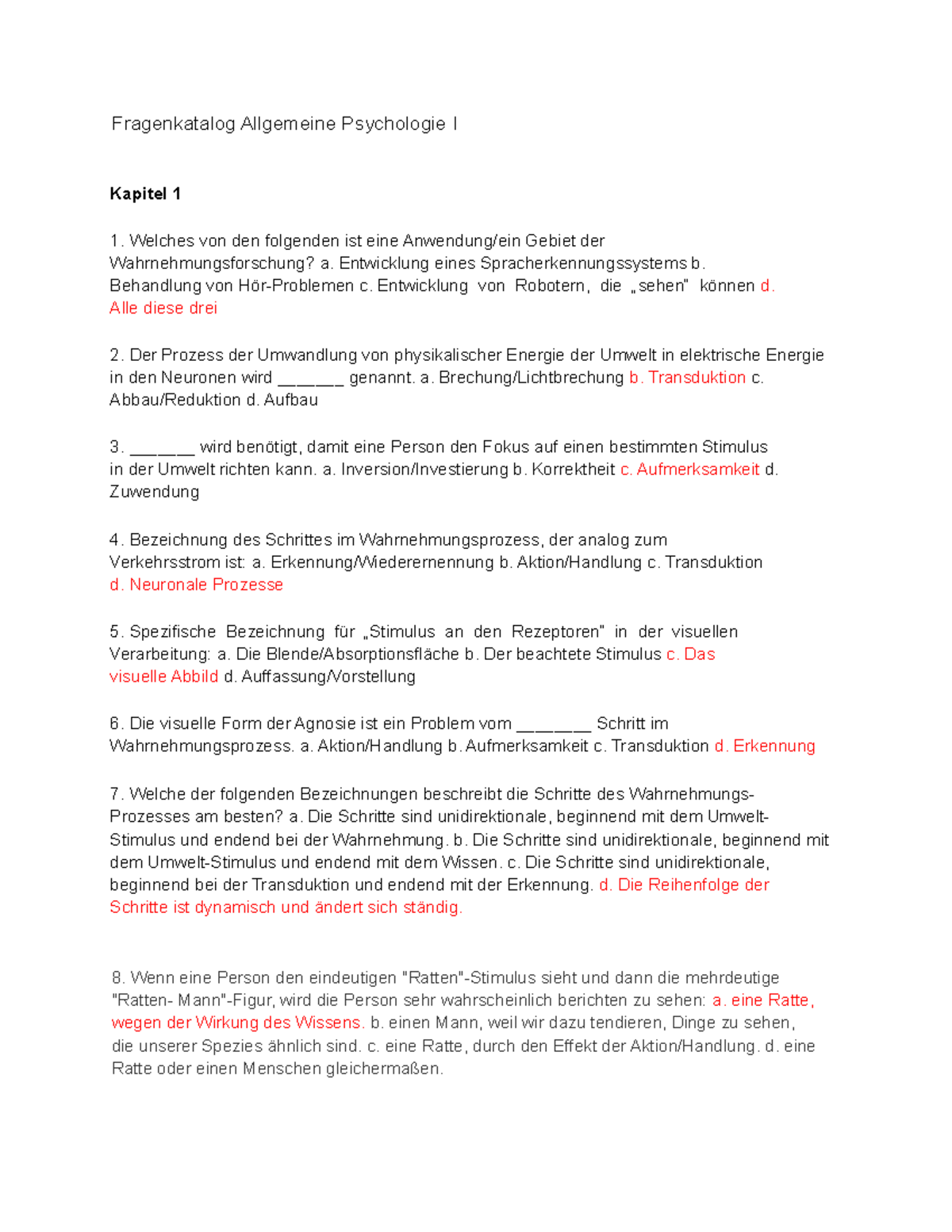 Fragenpool Allgemeine Psychologie I (Version 2) - Fragenkatalog Allgemeine Psychologie I Kapitel ...