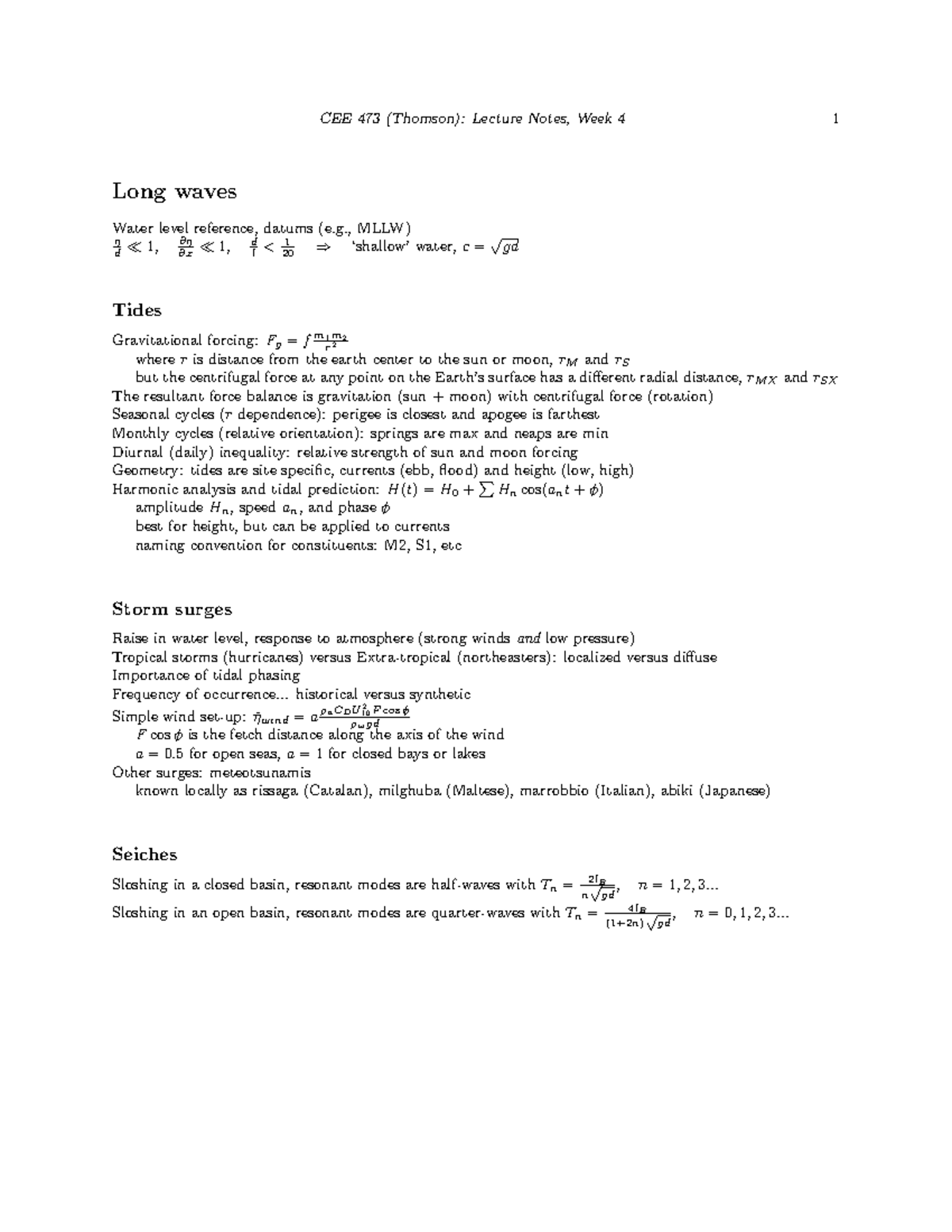 CEE473 Week 4 Notes and Equations - CEE 473 - UW - Studocu