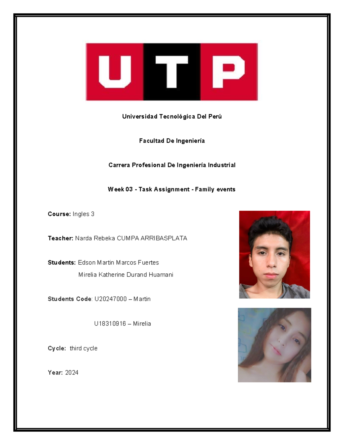 Week 03 - Task Assignment - Family events- Edson Marcos Fuertes ...