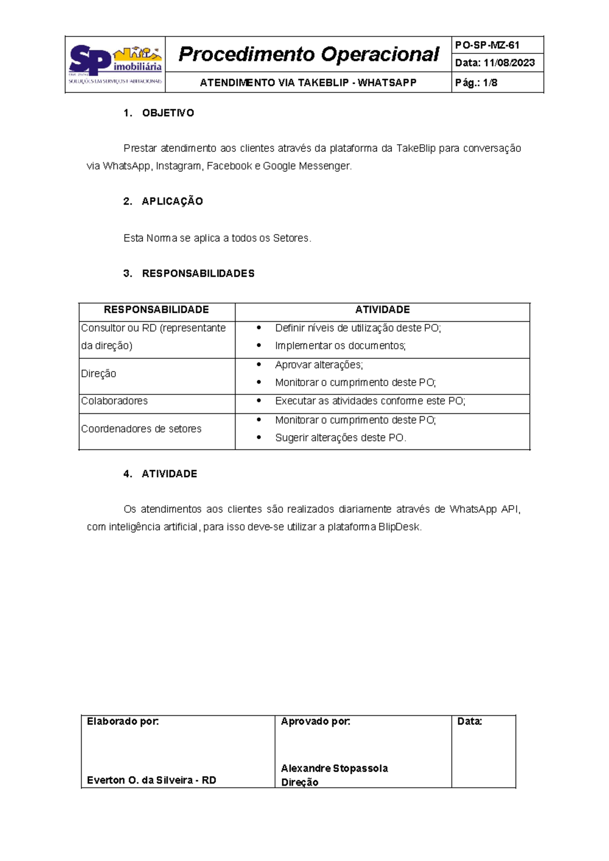 PO SP MZ 61 - Modelo de Procedimento Operacional com base na ISO 9001 ...