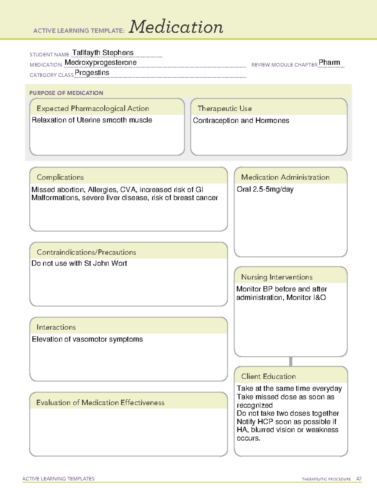 Week 05 med ati - ATI TEMP - ACTIVE LEARNING TEMPLATES TherapeuTic ...