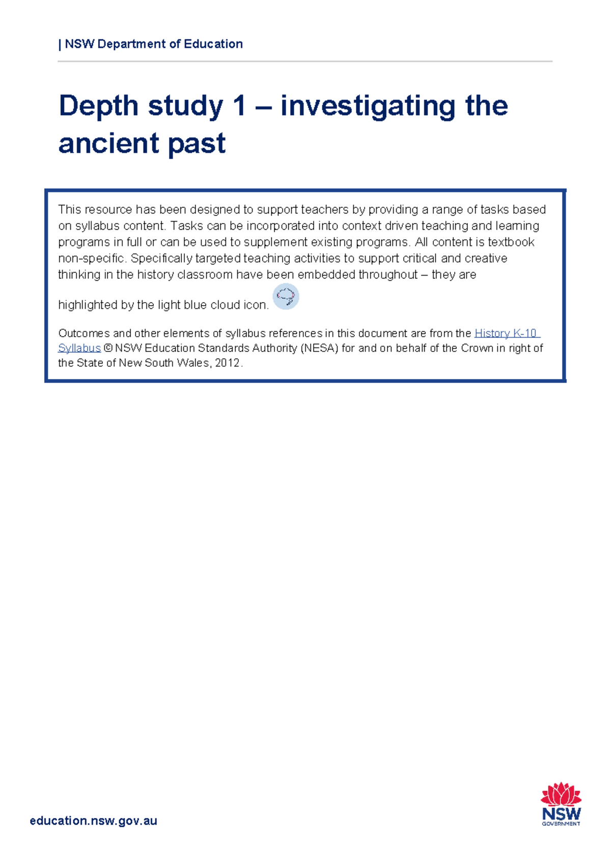 S4 History investigating the ancient past - | NSW Department of ...