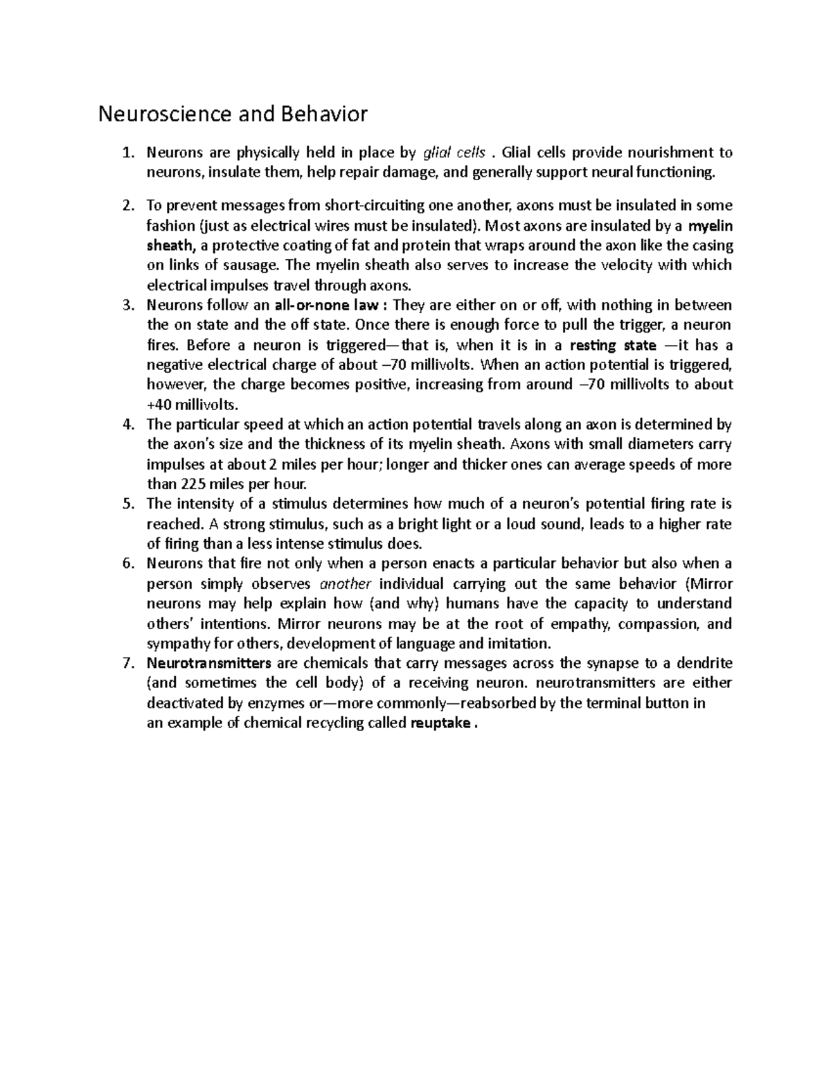 Neuroscience and Behavior - Neuroscience and Behavior Neurons are ...