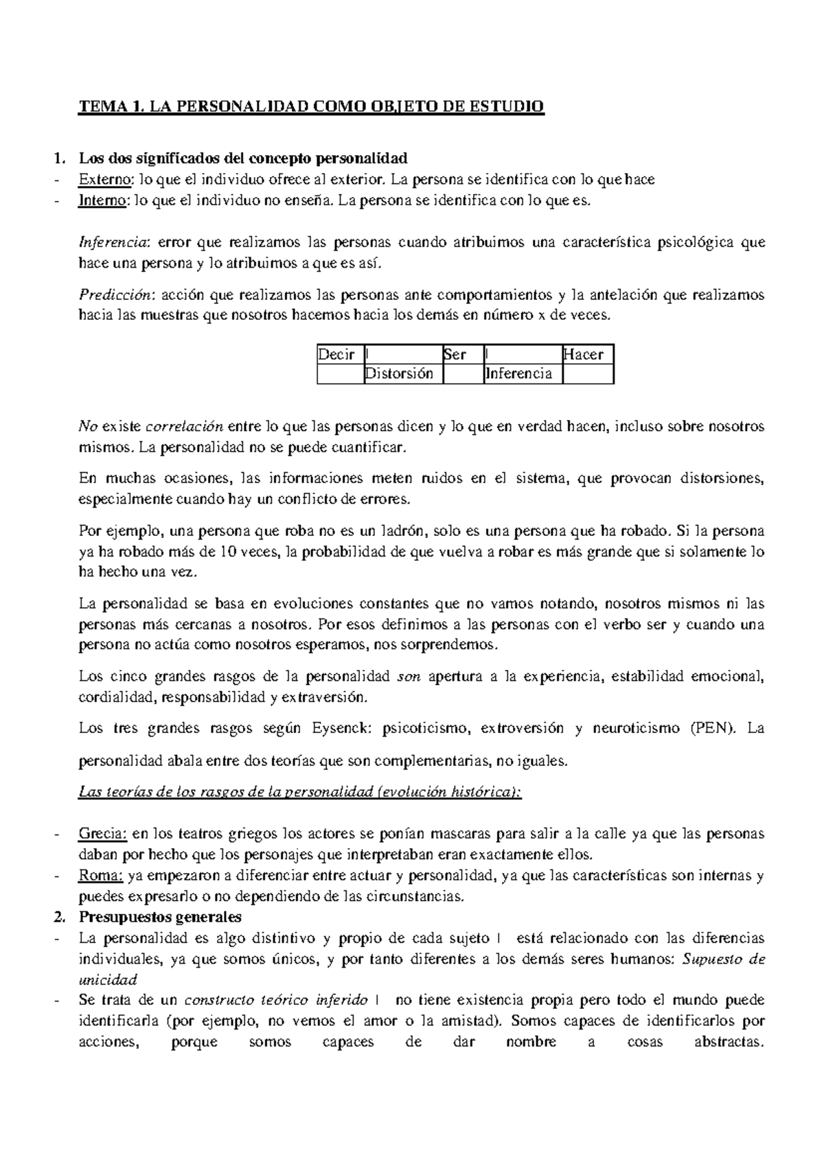 Tema 1 - La personalidad como objeto de estudio - Warning: TT: undefined function: 32 TEMA 1. LA ...