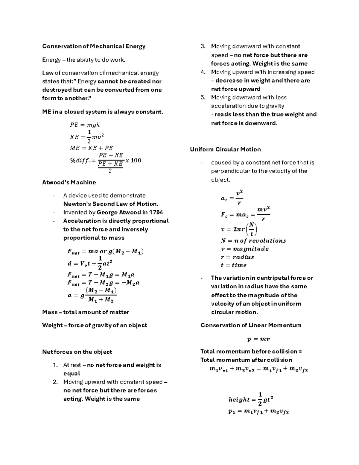 Conservation of Mechanical Energy - Law of conservation of mechanical ...