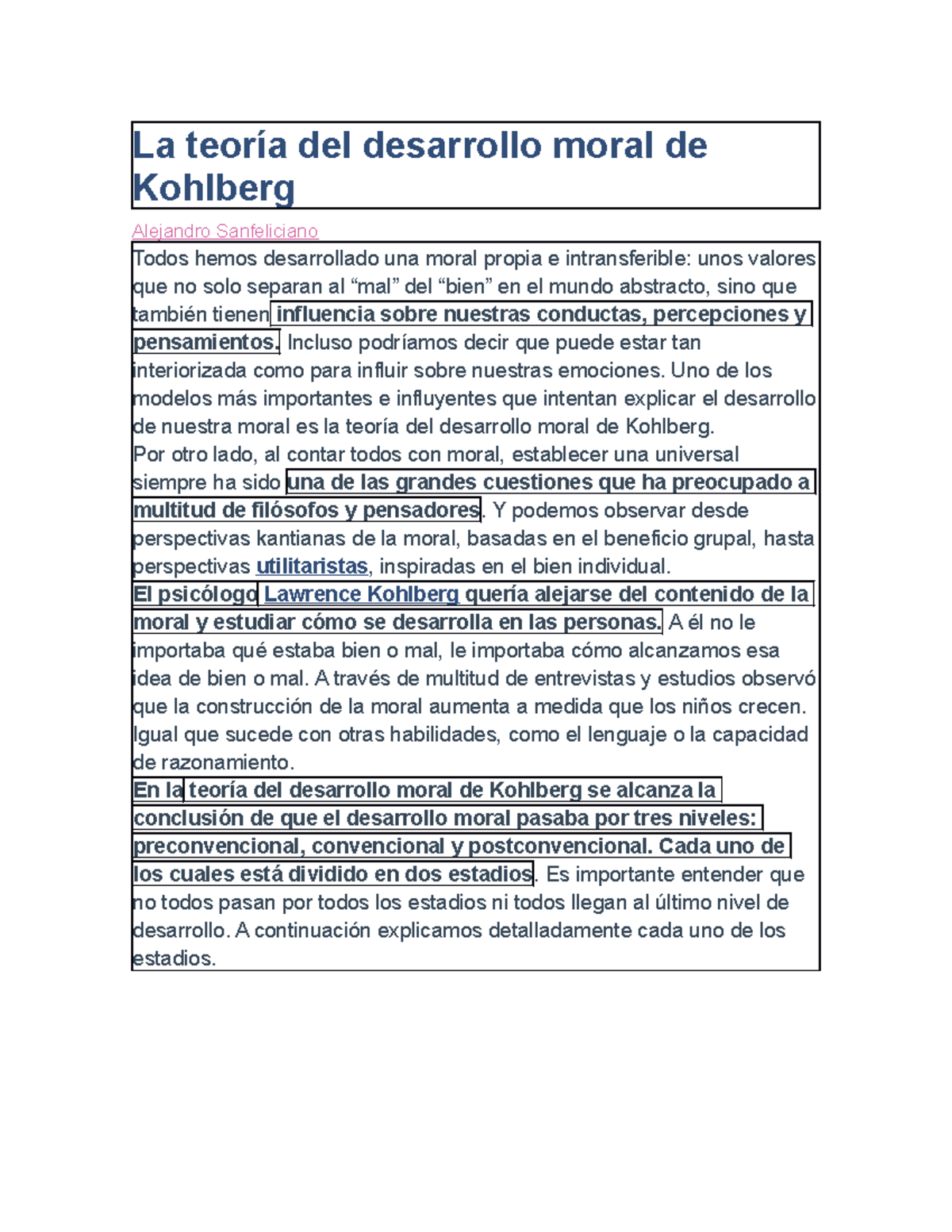 La teoría del desarrollo moral de Kohlberg - La teoría del desarrollo ...