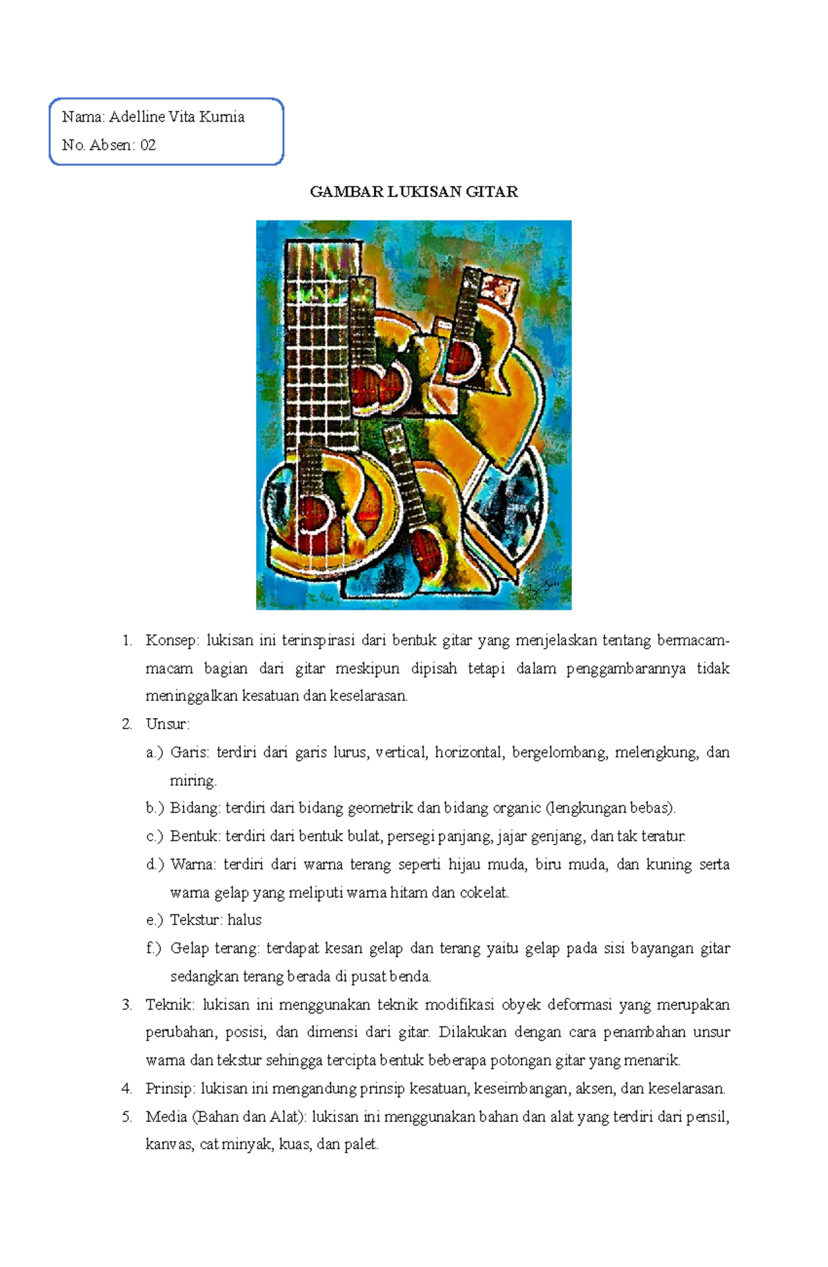 Mereview lukisan - Tugas seni budaya - GAMBAR LUKISAN GITAR Konsep ...