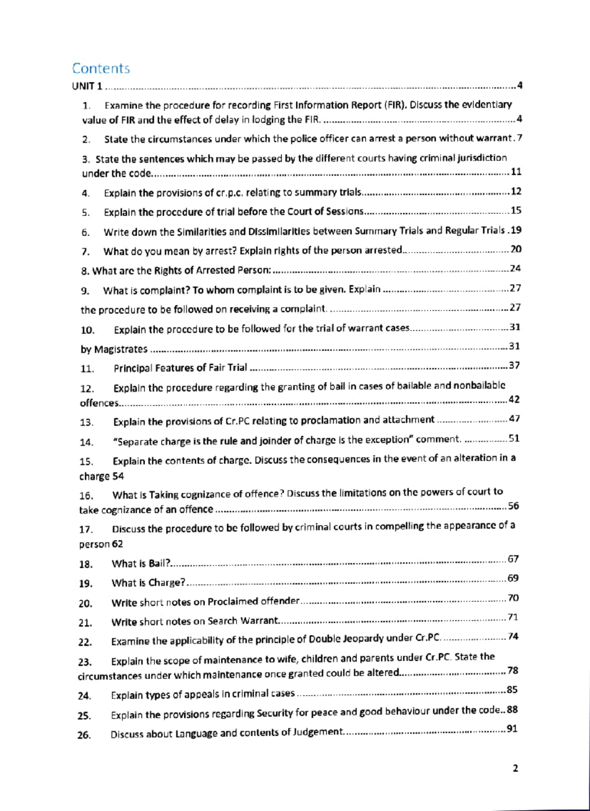 Crpc repeated questions - Bba llb - Studocu