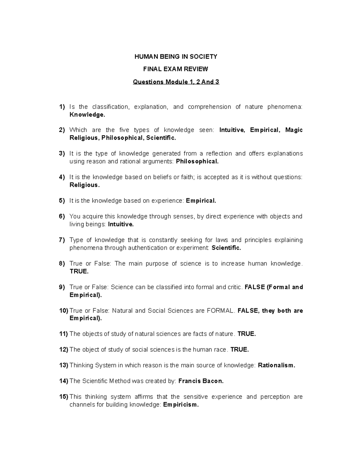 Guía Repaso Examen Final - HUMAN BEING IN SOCIETY FINAL EXAM REVIEW ...