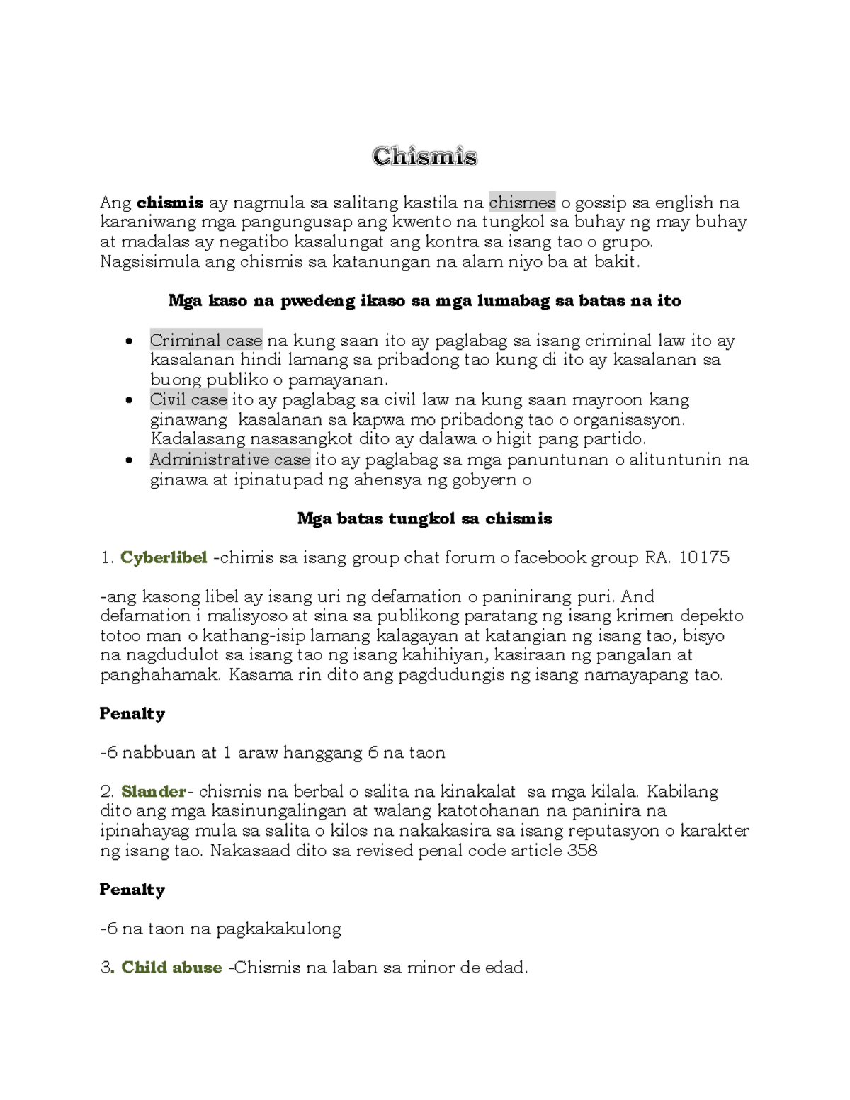 Chismis-converted - Lecture notes - Ang chismis ay nagmula sa salitang ...