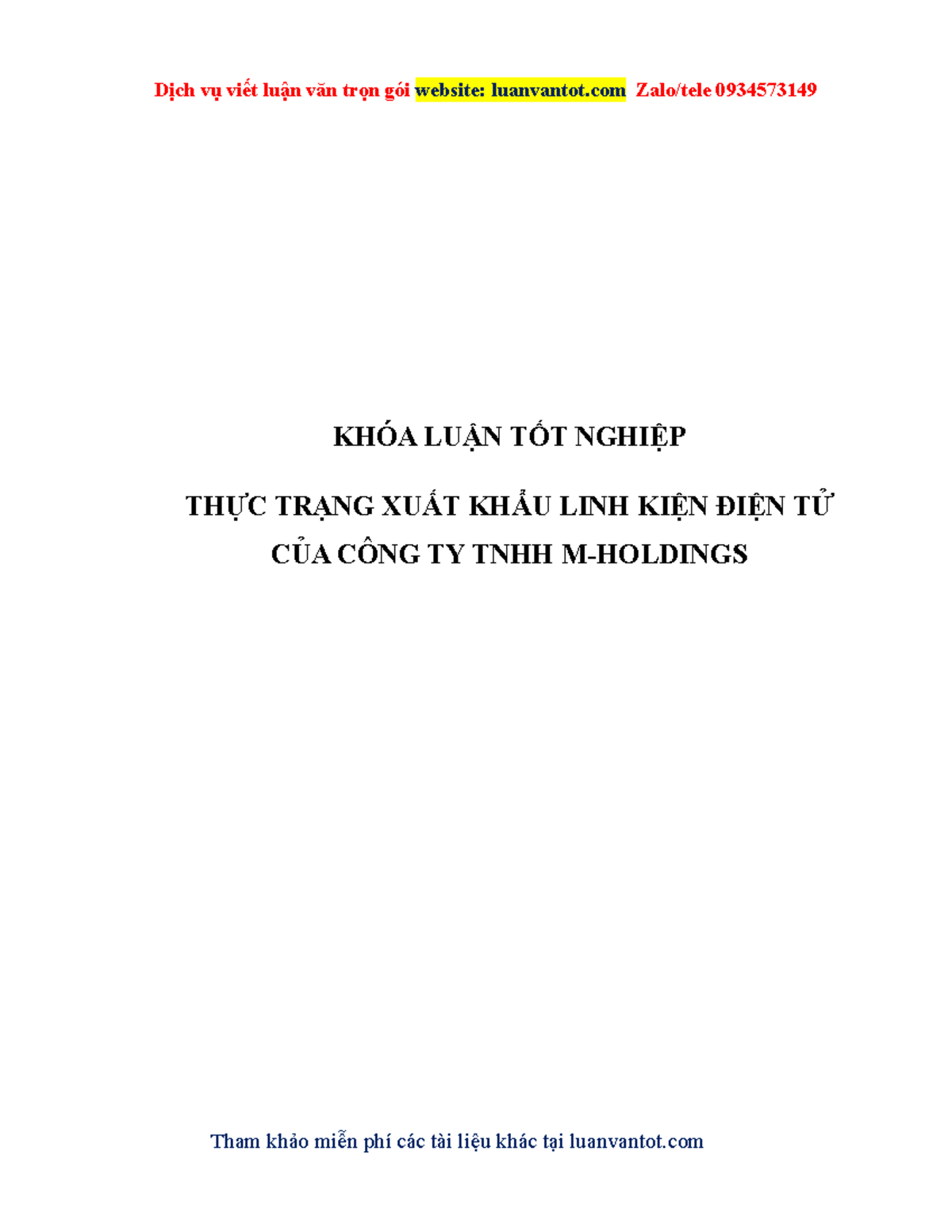 Thực Trạng Xuất Khẩu Linh Kiện Điện Tử Của Công Ty Tnhh M-Holdings ...