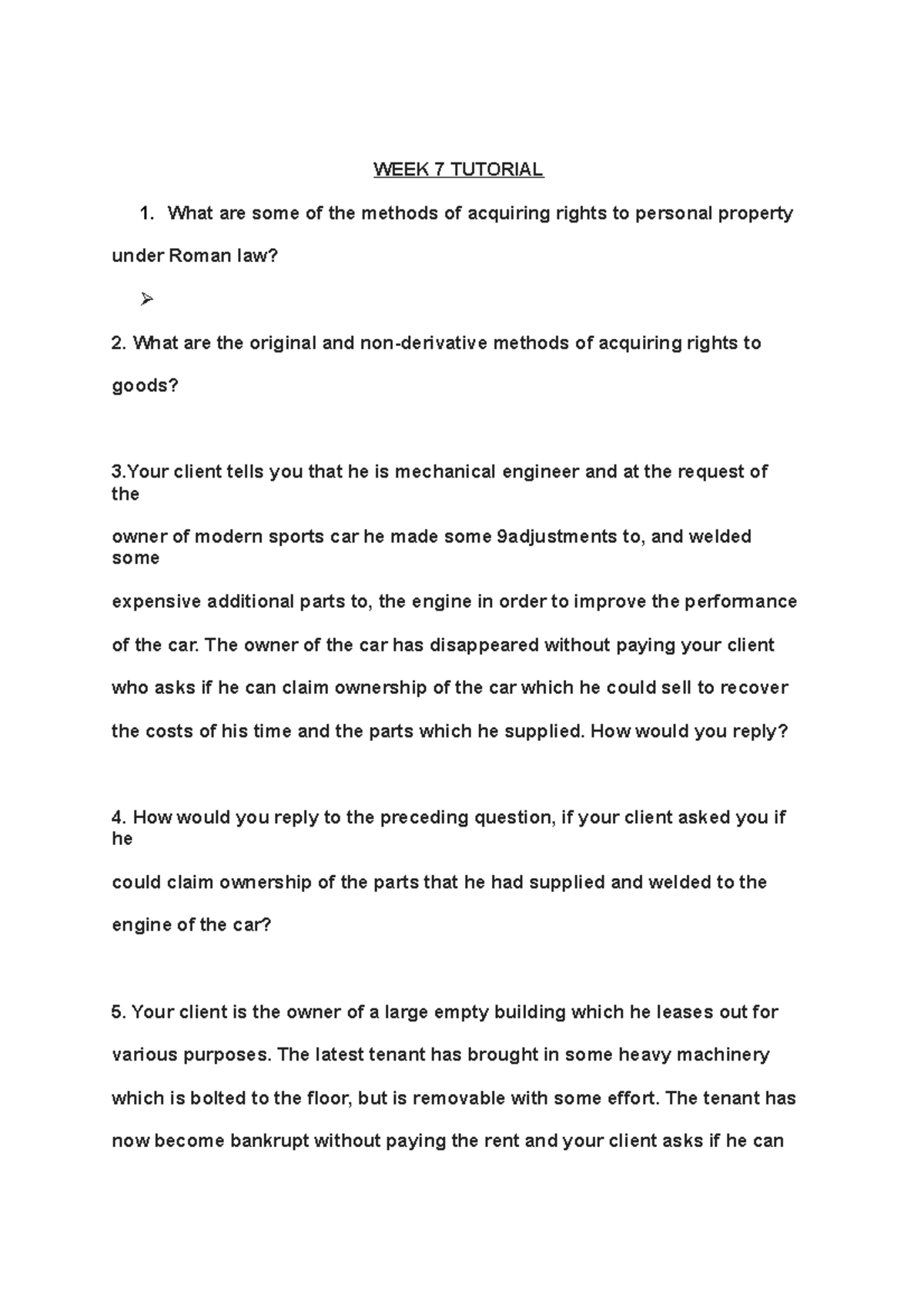 WEEK 7 Tutorial - Semester 1 300 level - WEEK 7 TUTORIAL What are some of the methods of ...