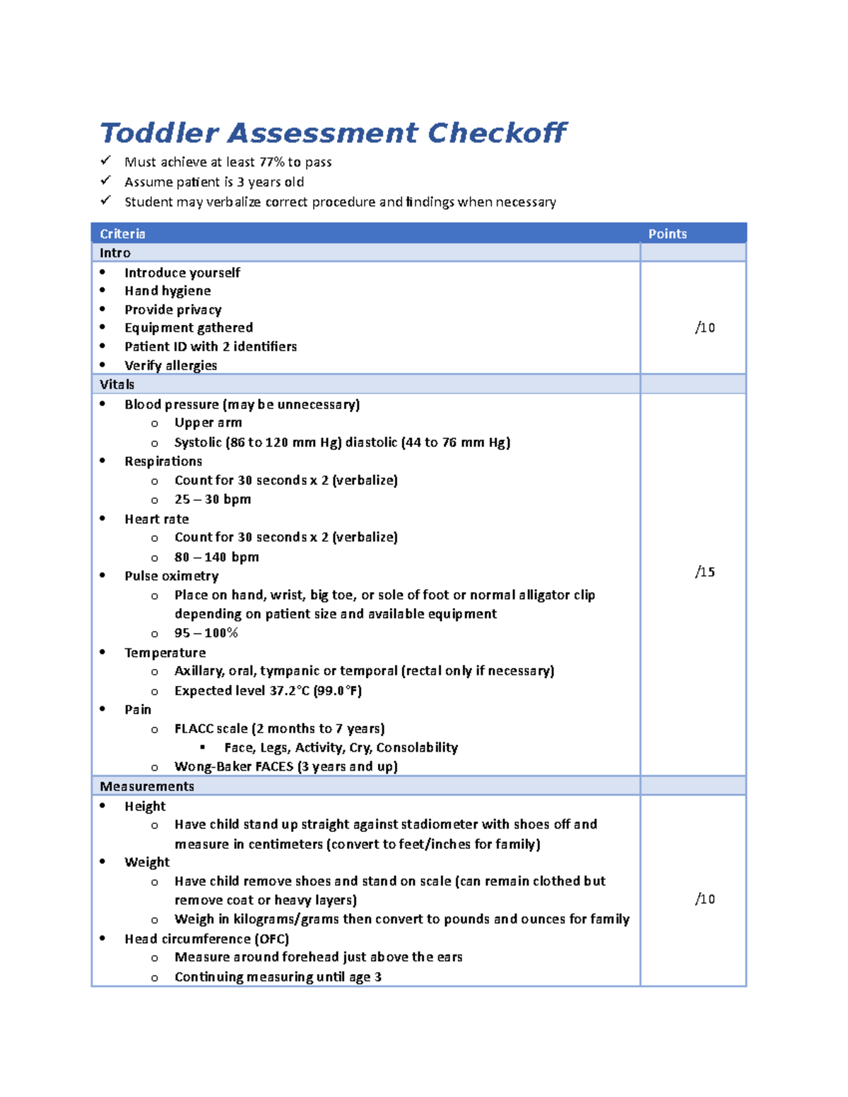 Toddler Assessment - Studocu