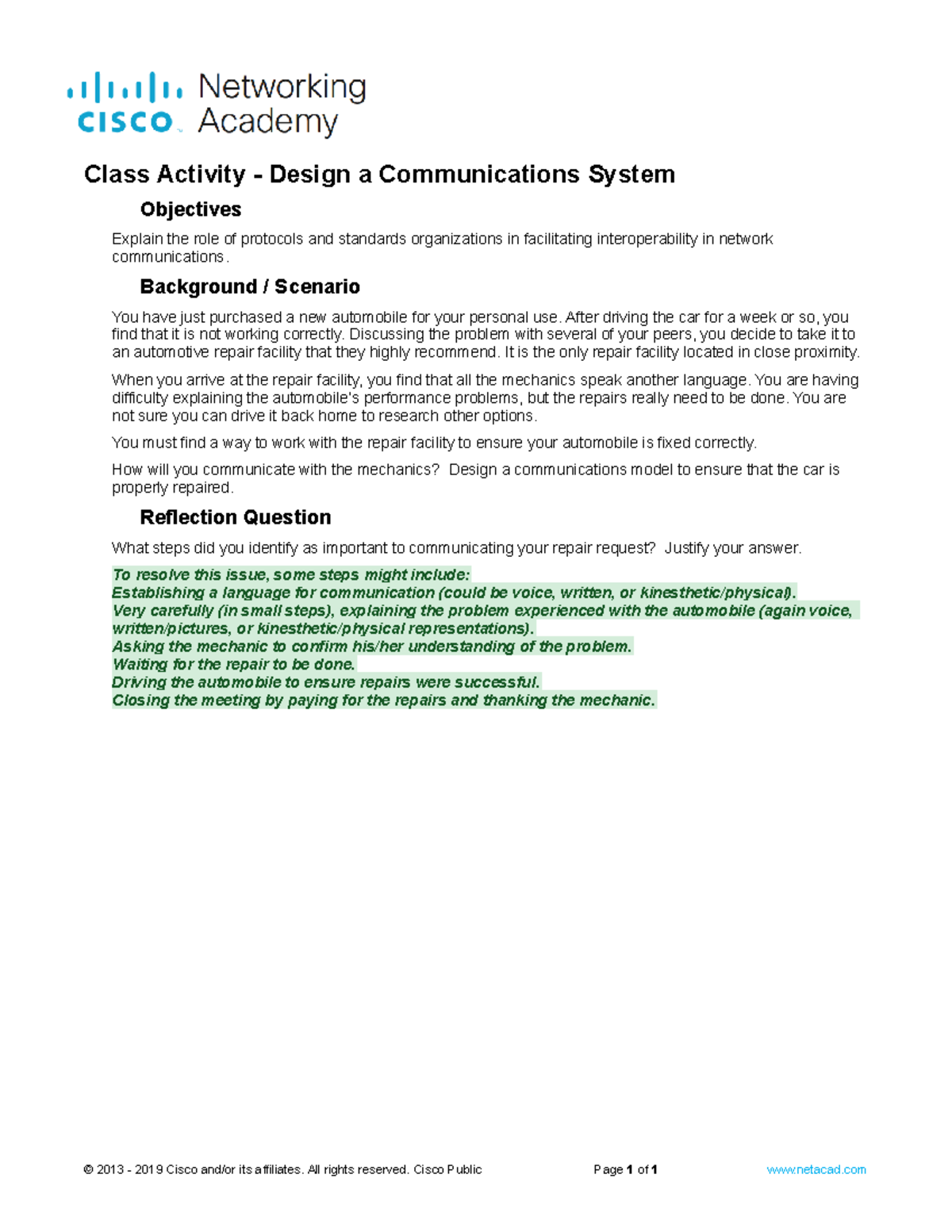 3.0.3 Class Activity - Design a Communications System - Class Activity ...
