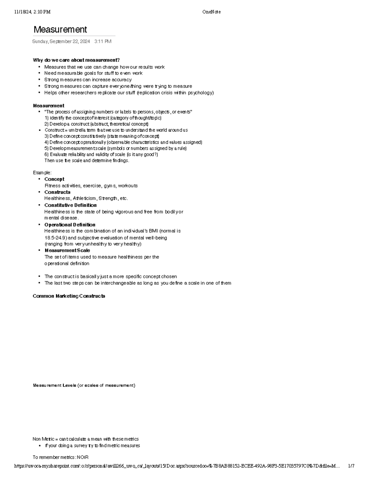 MOS 3420 Marketing Research - Measurement Sunday, September 22, 2024 3: ...