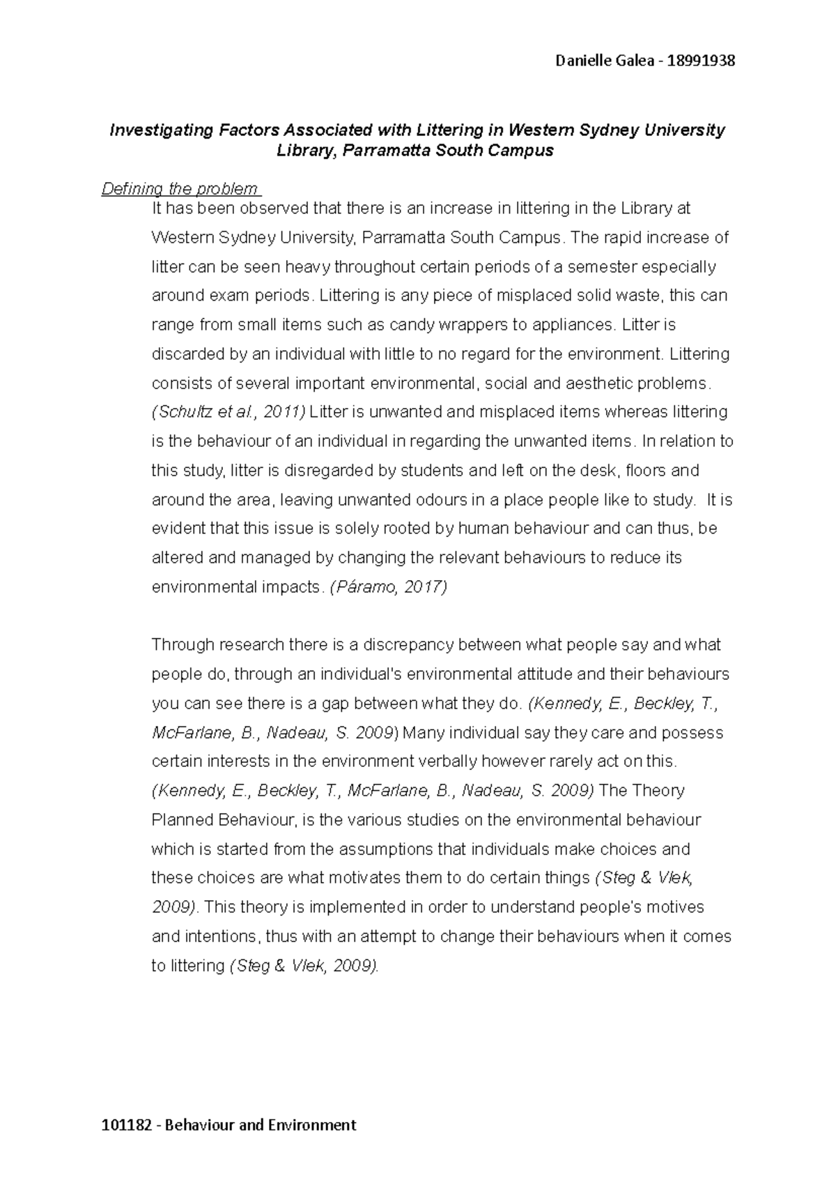 Case study 1 - Essay - Danielle Galea - 18991938 Investigating Factors ...