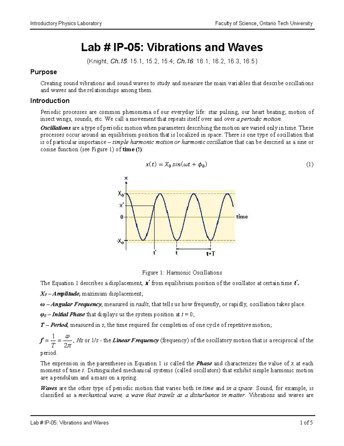 Waves - Lab # IP-05: Vibrations and Waves ( Knight, Ch: 15, 15, 15; Ch ...