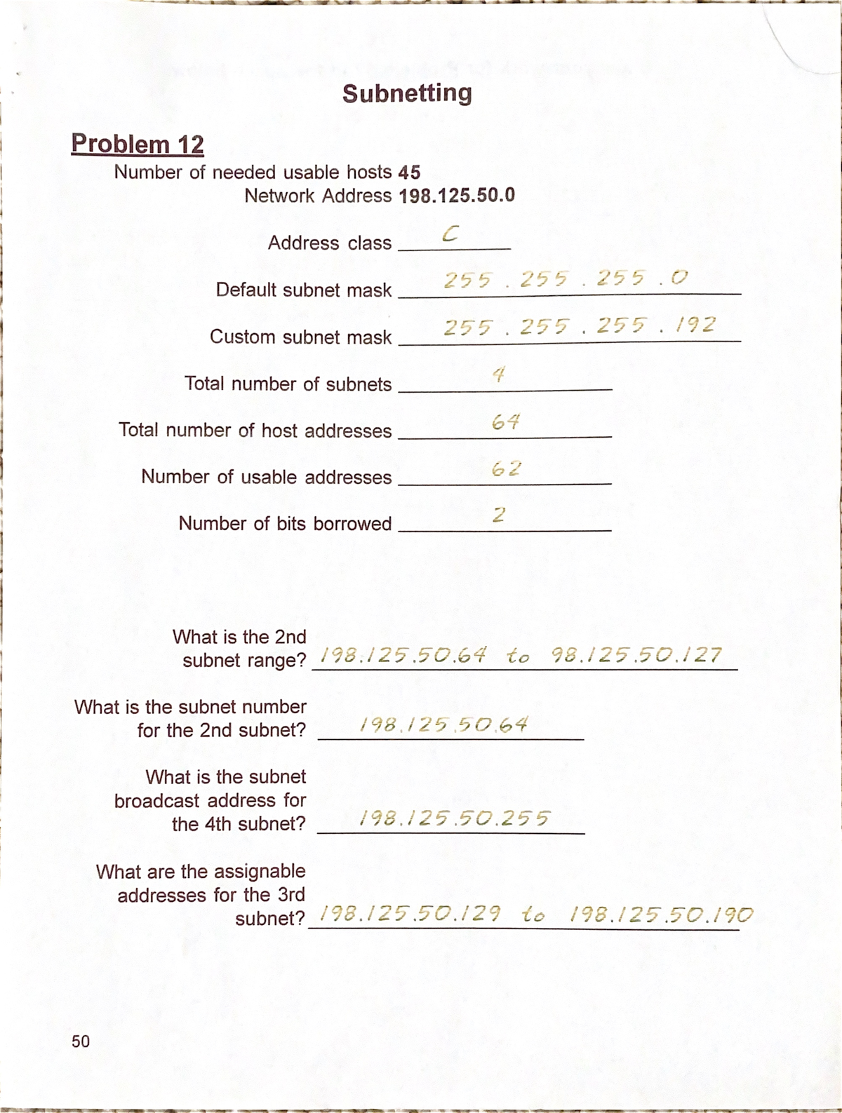 S6 - subnetting - Subnetting Problem 12 Number of needed usable hosts ...