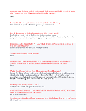 CWV 101 Basic Components of Worldview - 101 - GCU - Studocu