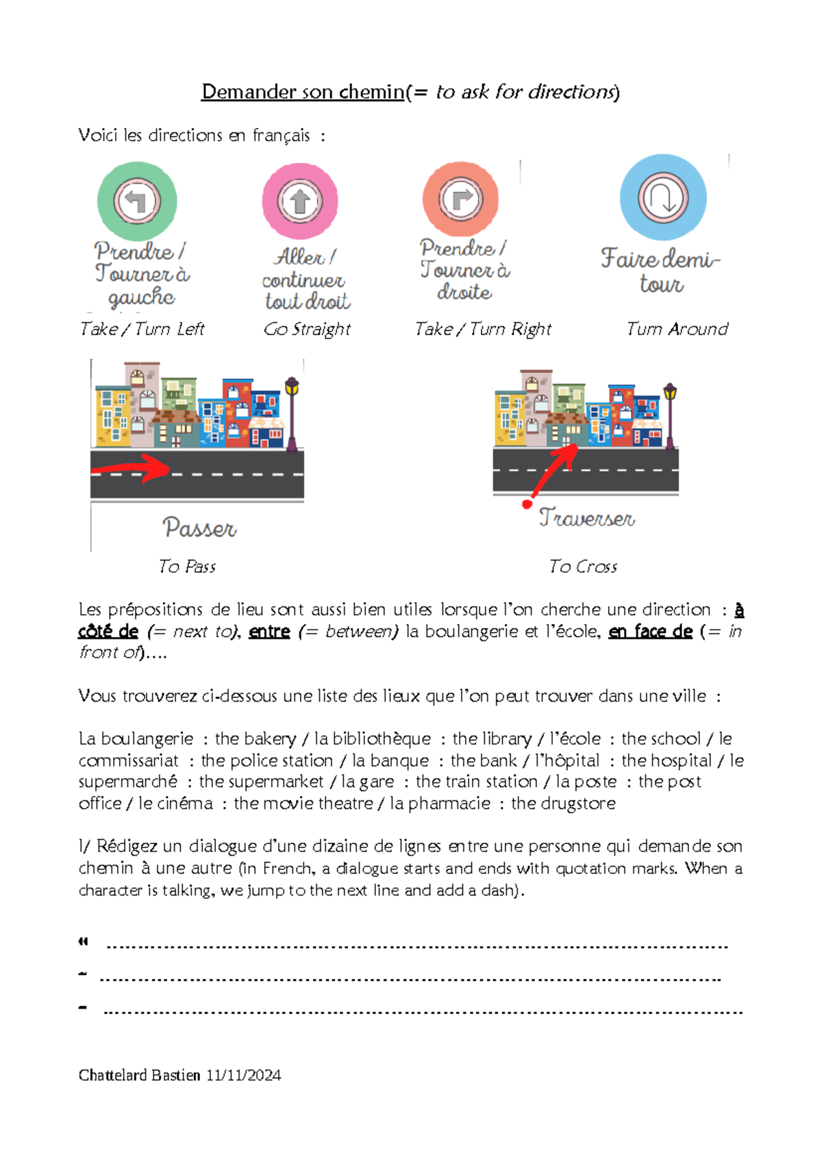 Demander les directions - Demander son chemin( = to ask for directions ...