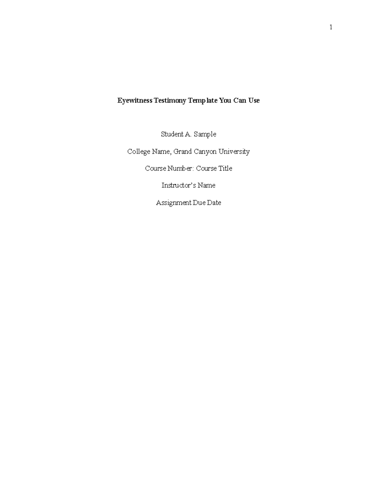 Eyewitness Testimony Outline - Eyewitness Testimony Template You Can ...