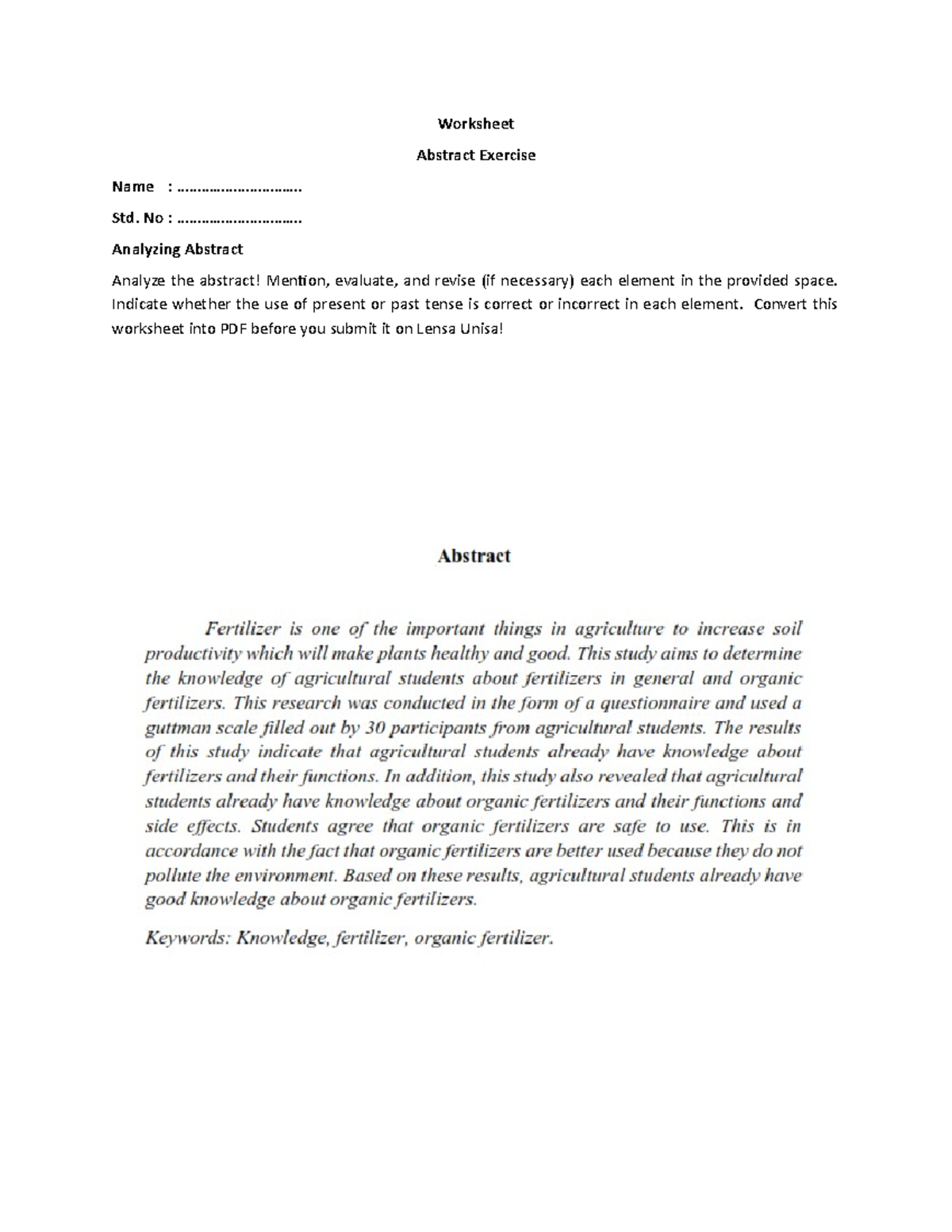 Abstract exercise - Worksheet Abstract Exercise Name ...