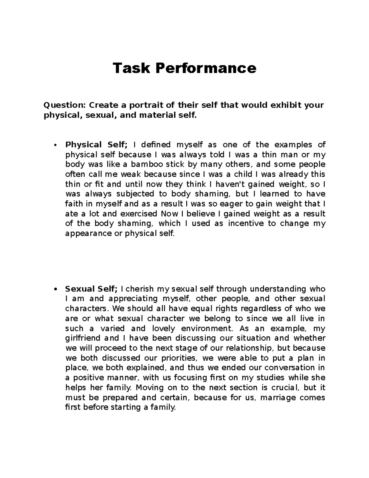 Understanding Self Task Peroformance Midterms - Task Performance ...